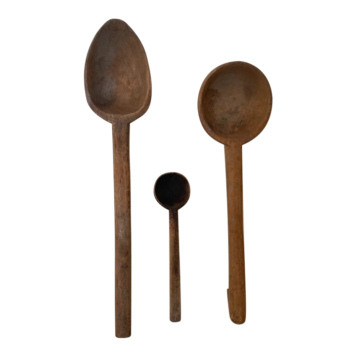 1940s Wooden Spoons - Set of 3 | Chairish