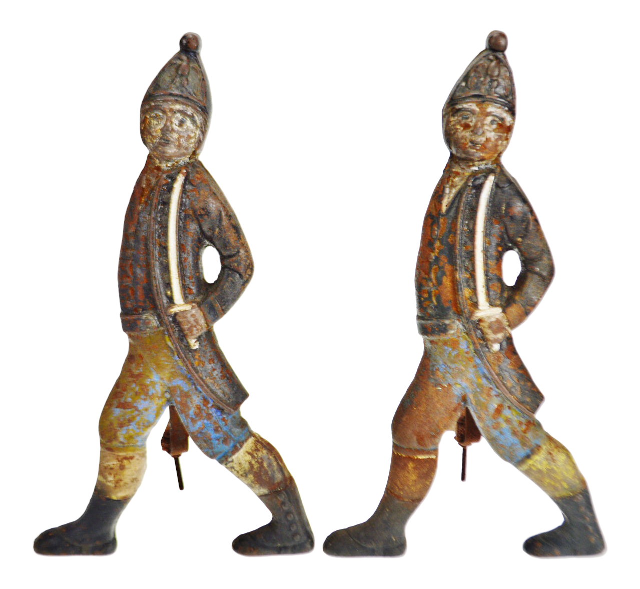 Vintage Hessian Soldier Figural Andirons - a Pair | Chairish