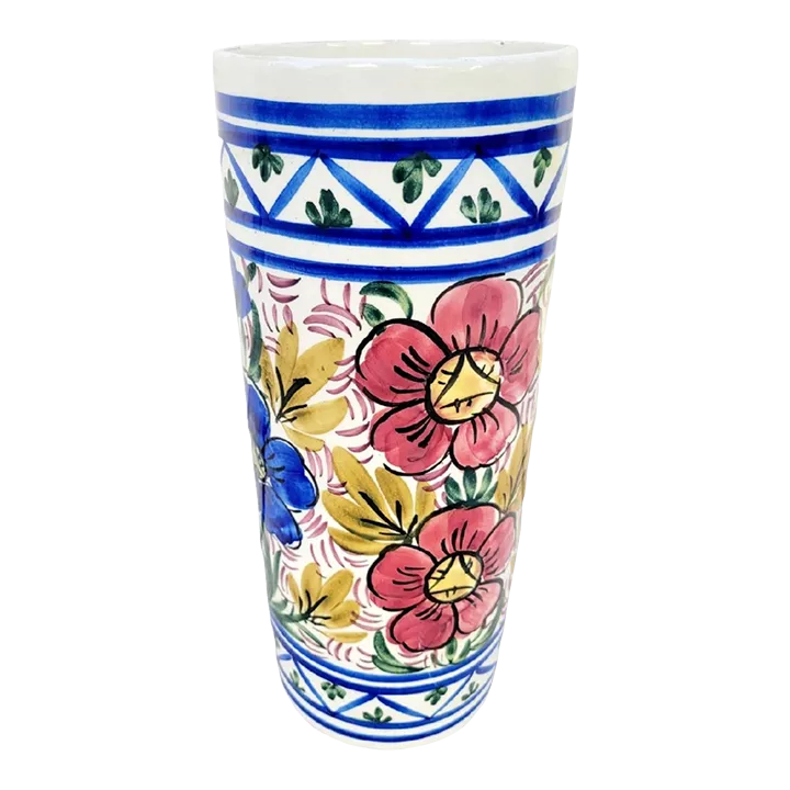 Vintage Ceramic Floral Colorful Umbrella Holder Stand | Chairish