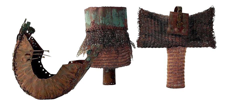 Kieta Jackson Woven Copper Metal Textile Sculptural Forms - Set of 3 ...