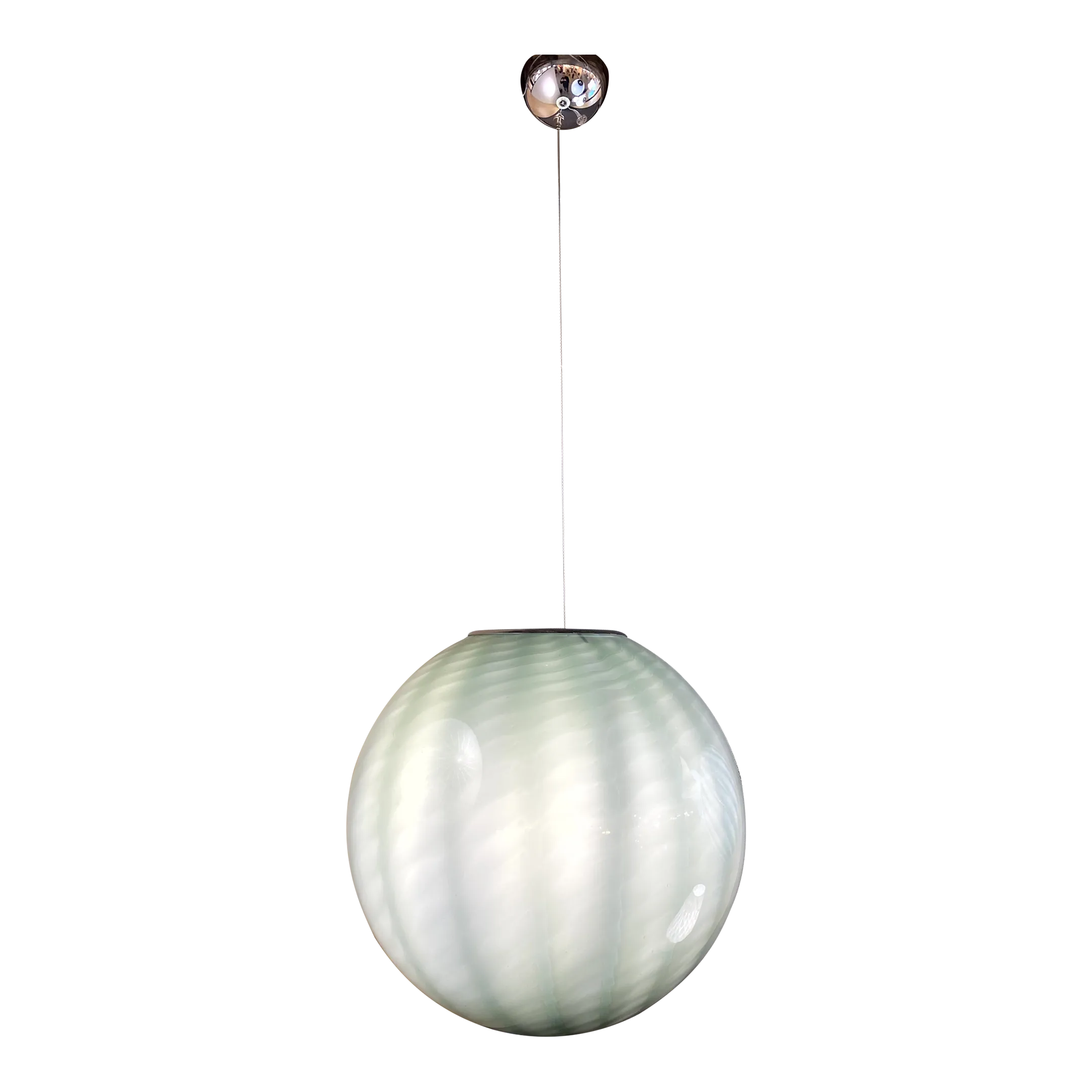 Contemporary Milky-Green Sphere in Murano Glass Swirl | Chairish