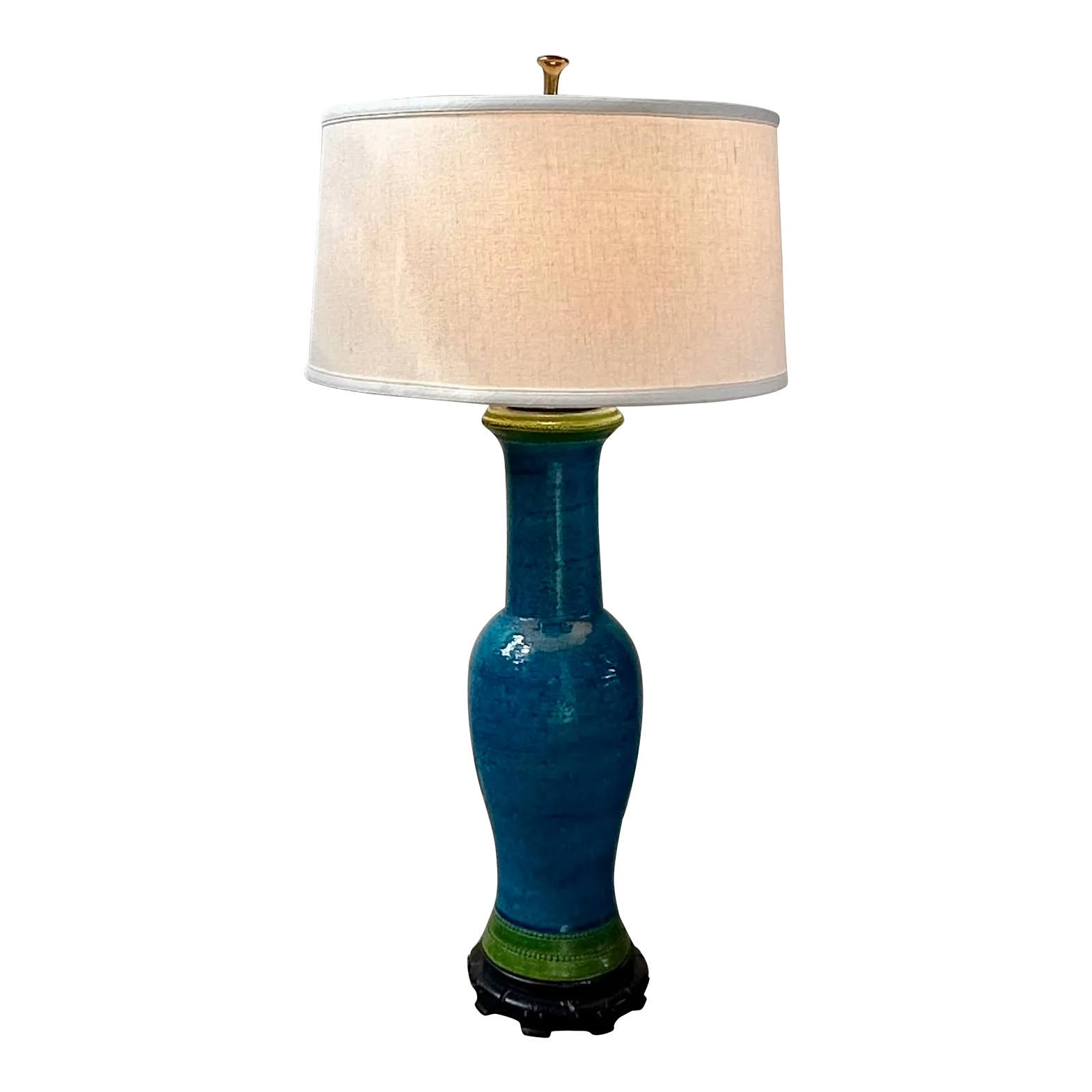 1950s Aldo Londi Tyndale Rimini Blue and Green Stripe Table Lamp | Chairish