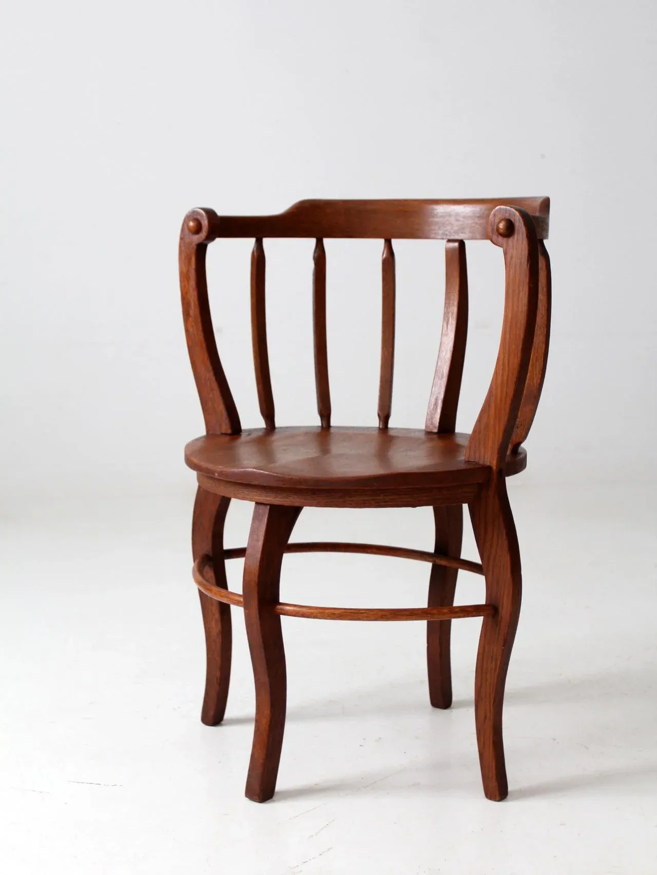 Antique Wood Barrel Back Spindle Chair