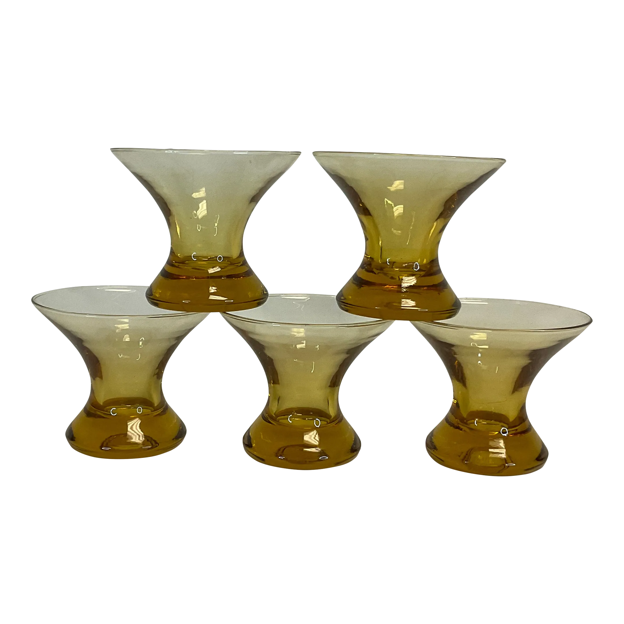 1970s Vintage Pale Amber Cocktail Lowballs - Set of 5 | Chairish