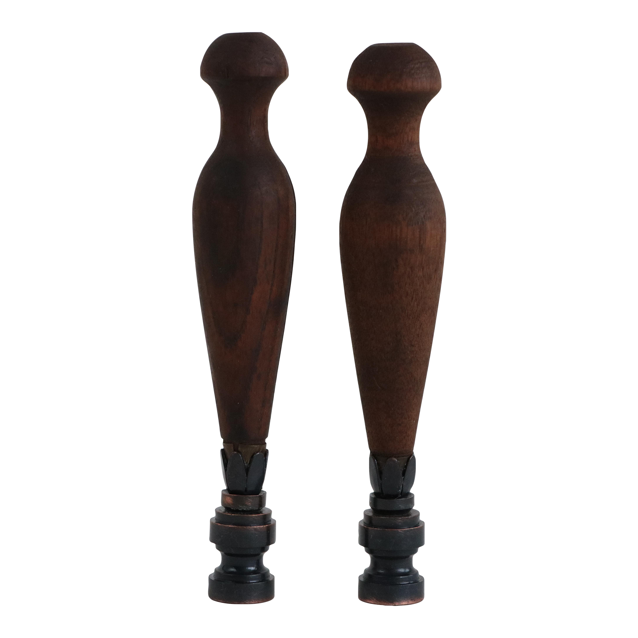 Vintage Bookbinding Awl Turned Wood Lamp Finials - a Pair | Chairish