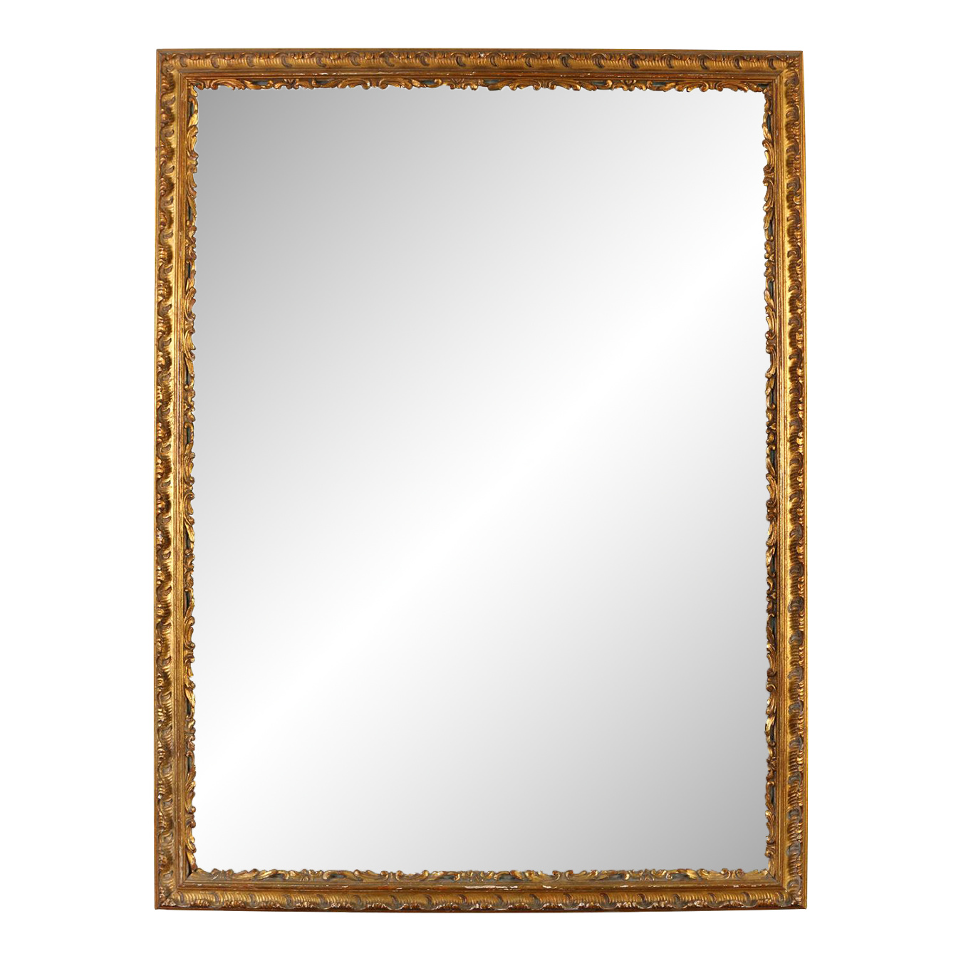 Large Giltwood European Rectangular Mirror | Chairish
