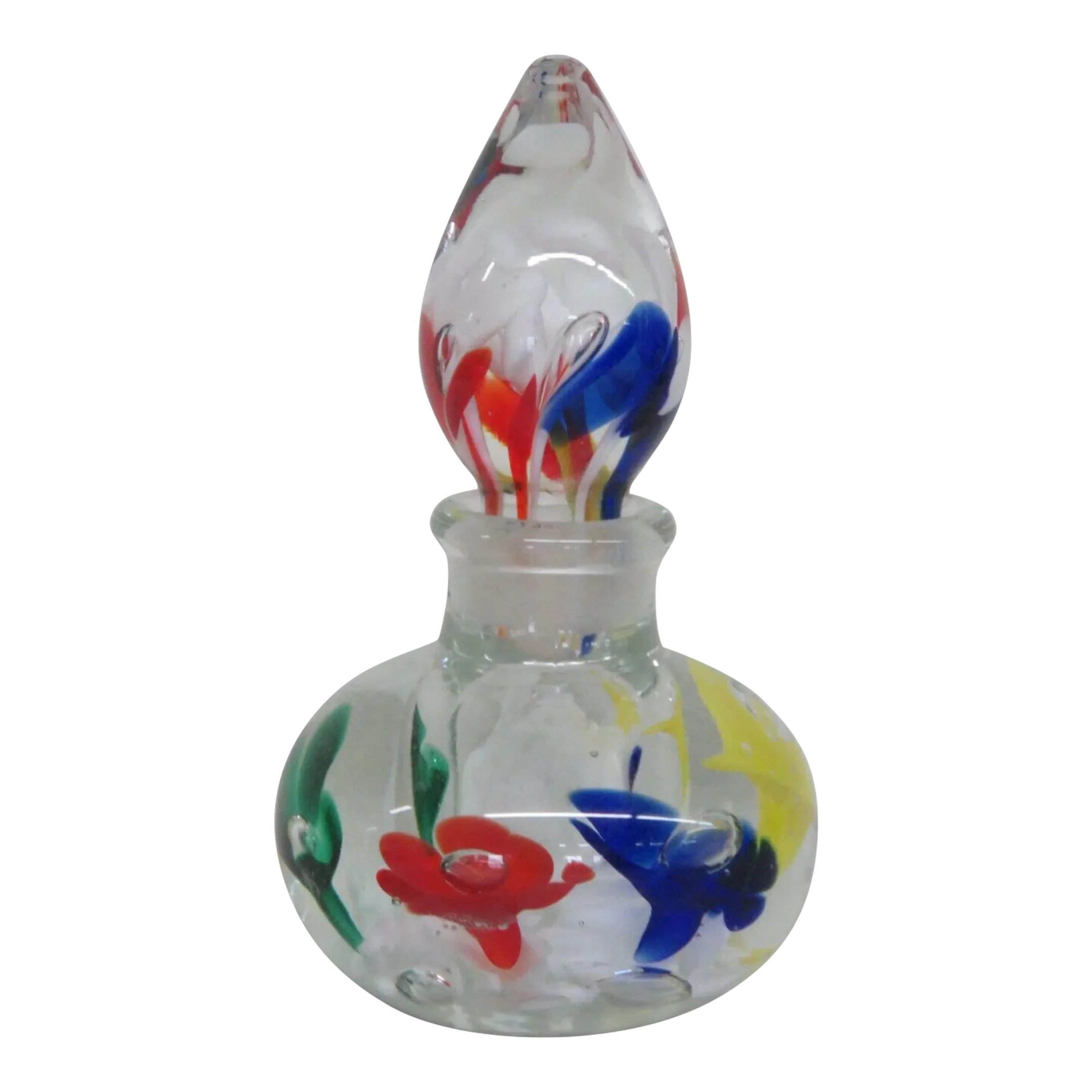 Joe St Clair Art Glass Rainbow Floral Paperweight Perfume Cologne ...