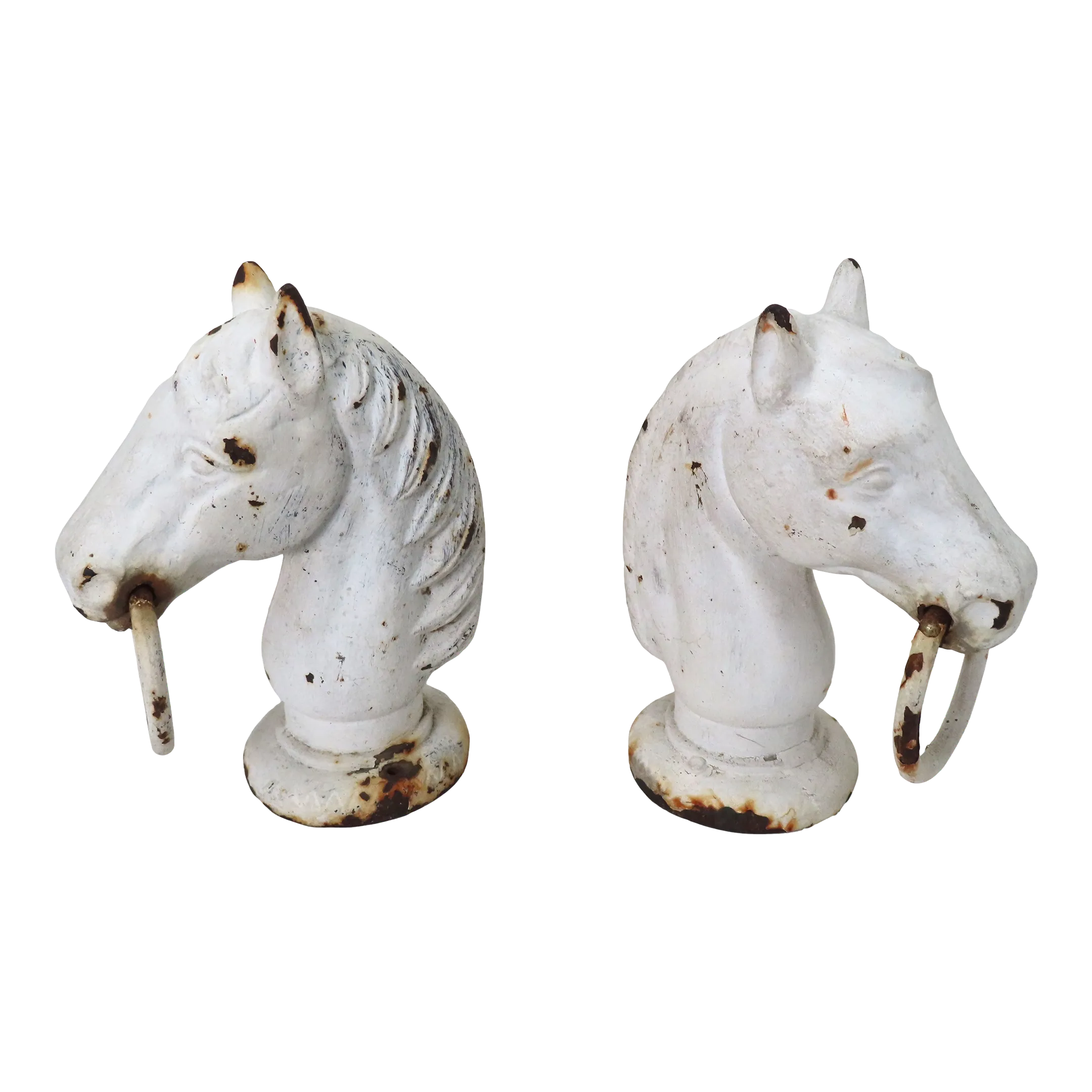 Matched Pair of Authentic Antique Cast Iron Horse Head Hitching Posts ...