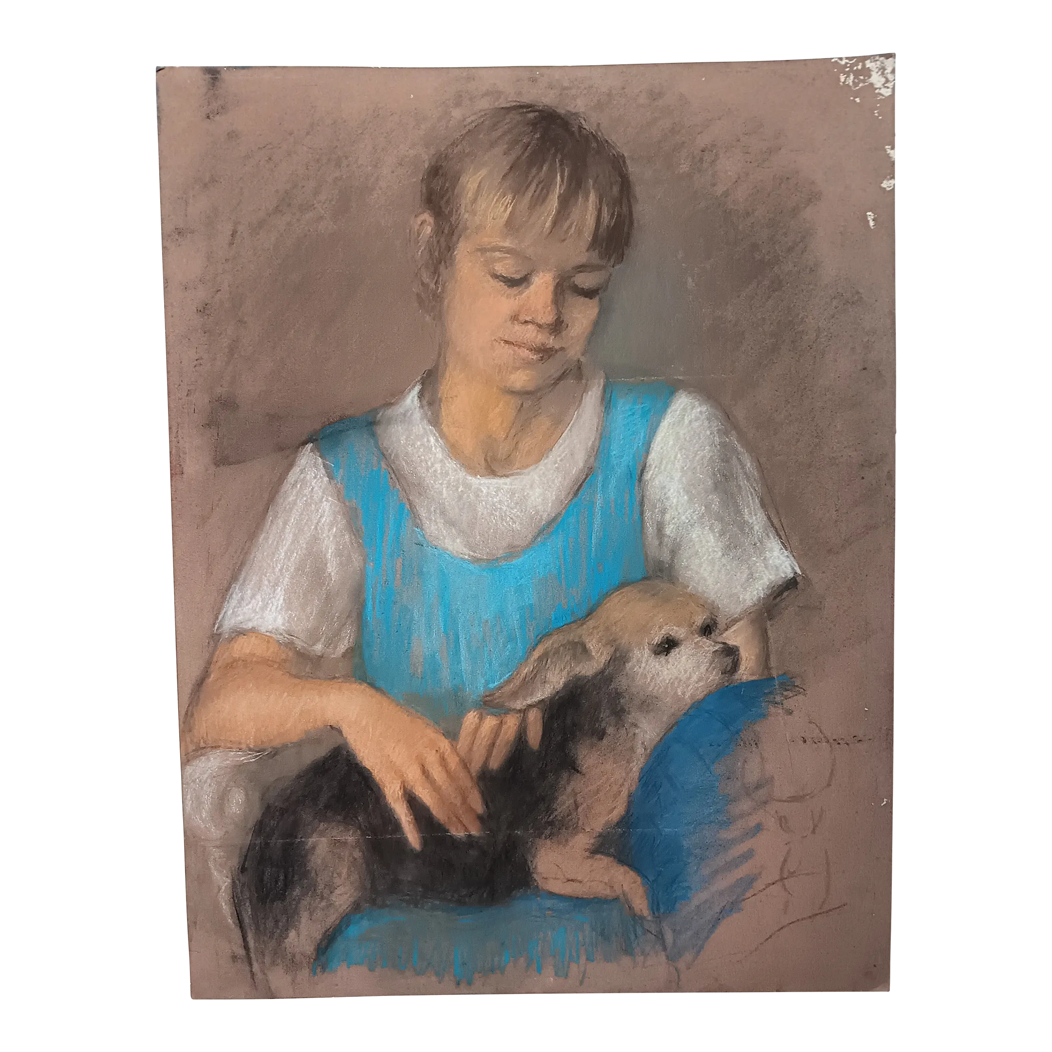 Expressionist Pastel Drawing by Marcia Bouton 1970's | Chairish