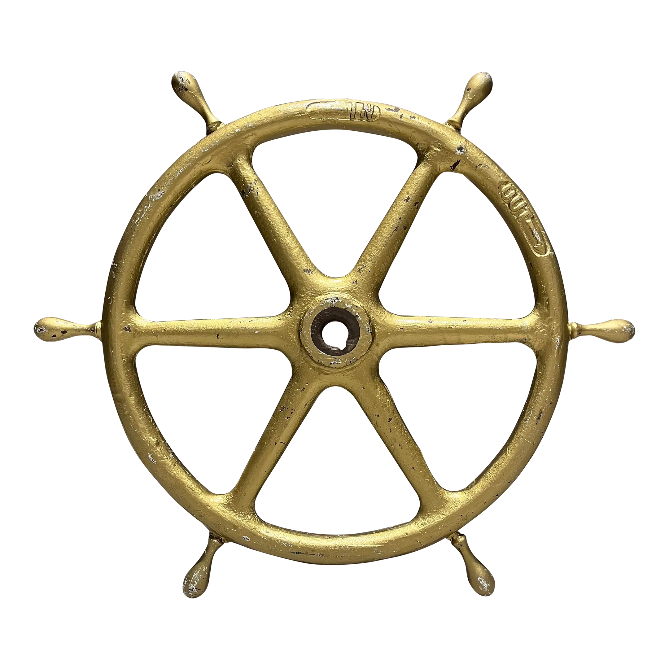 Forged Iron Ship’s Wheel in Gilt Paint Circa 1849 | Chairish