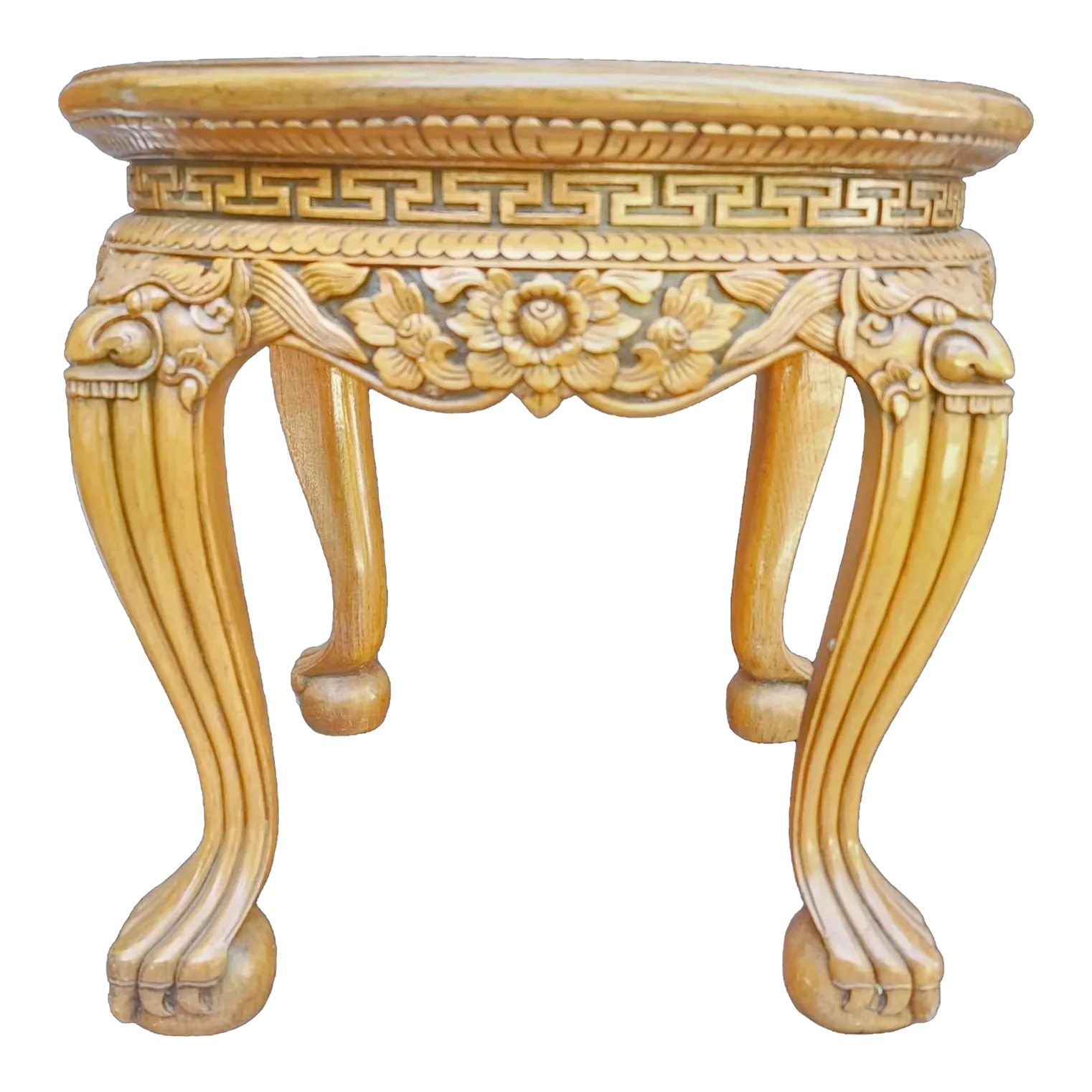Mid 20th Century Hand Carved Asian Side Table With Ming Dynasty Style ...