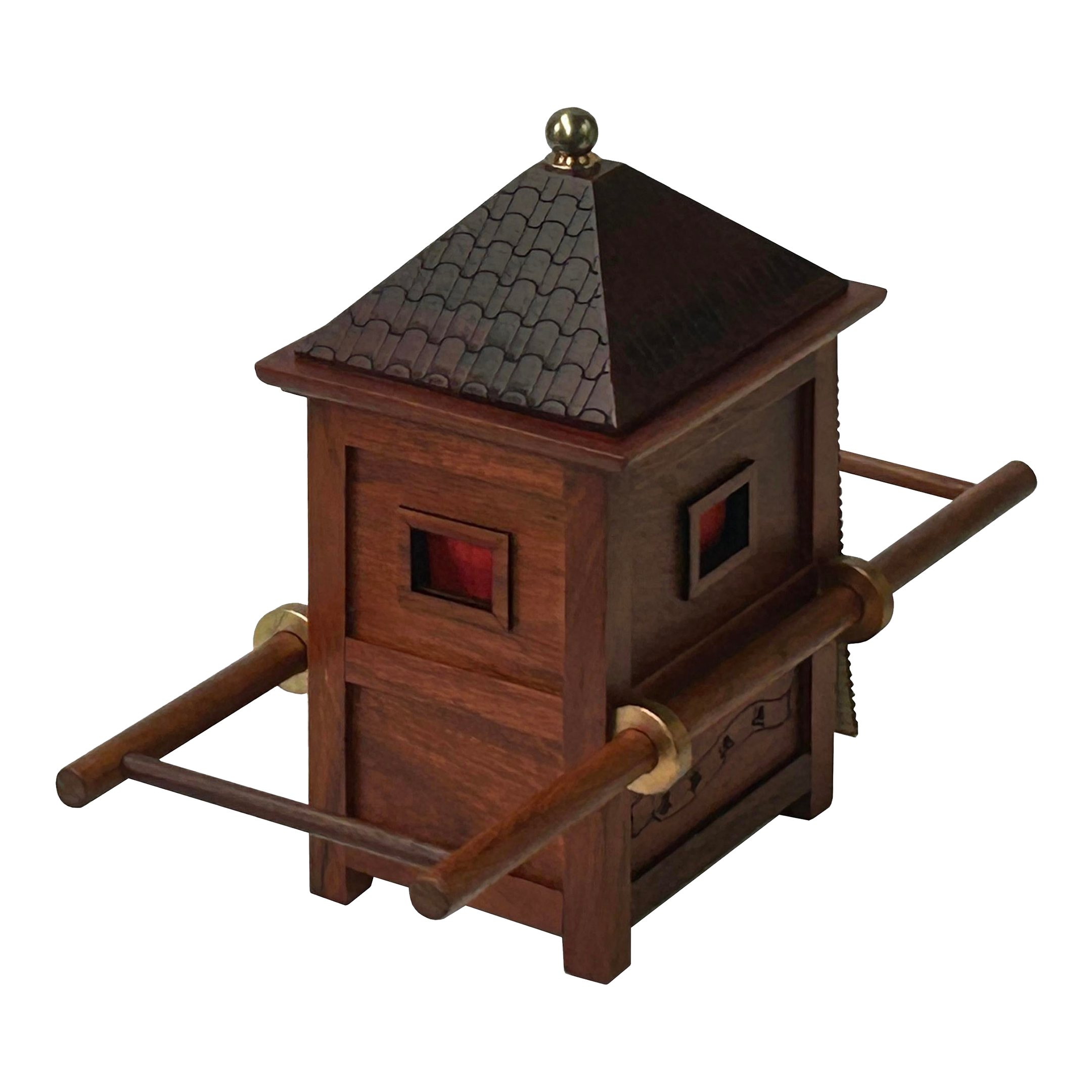 Chinese Rosewood Handmade Miniature Litter Sedan Chair Display Decor ...