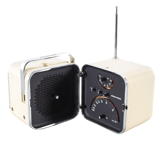 Mod Ts-502 White Radio Cubo attributed to M. Zanuso and R. Sapper for Brionvega, Italy, 1964 ...