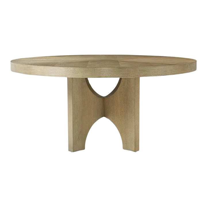 Modern Round Light Ash Dining Table | Chairish