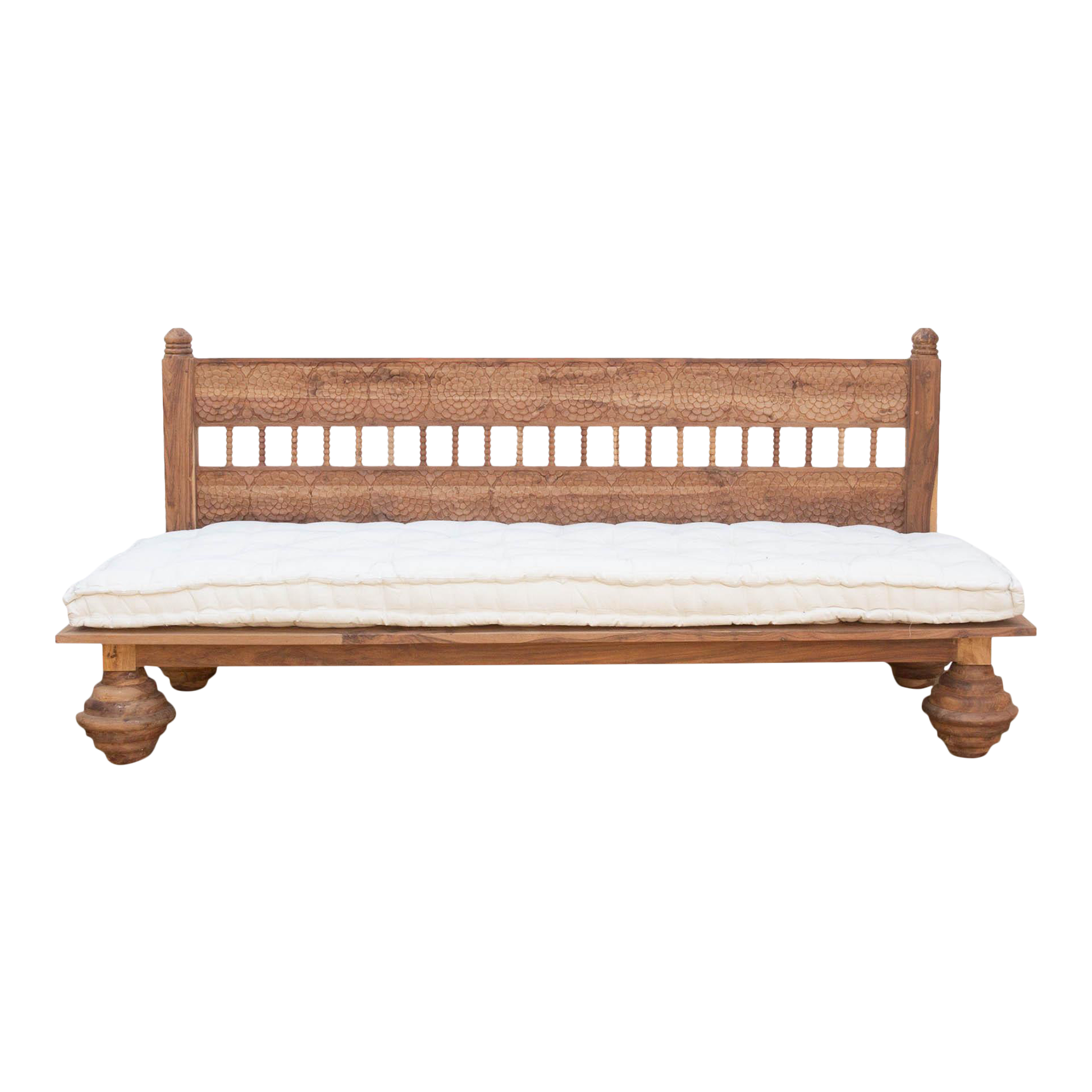 Natural Lotus Floral Reclaimed Wood Daybed | Chairish