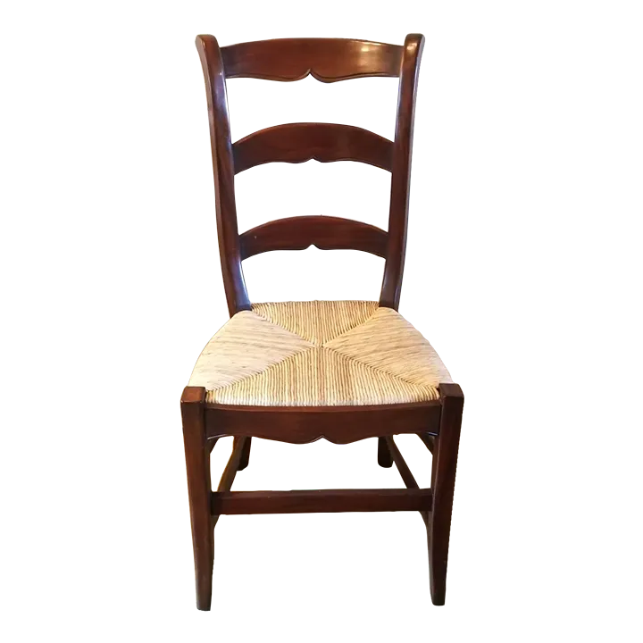 1980s Reproduction Traditional Rush Seat Ladderback Chair | Chairish