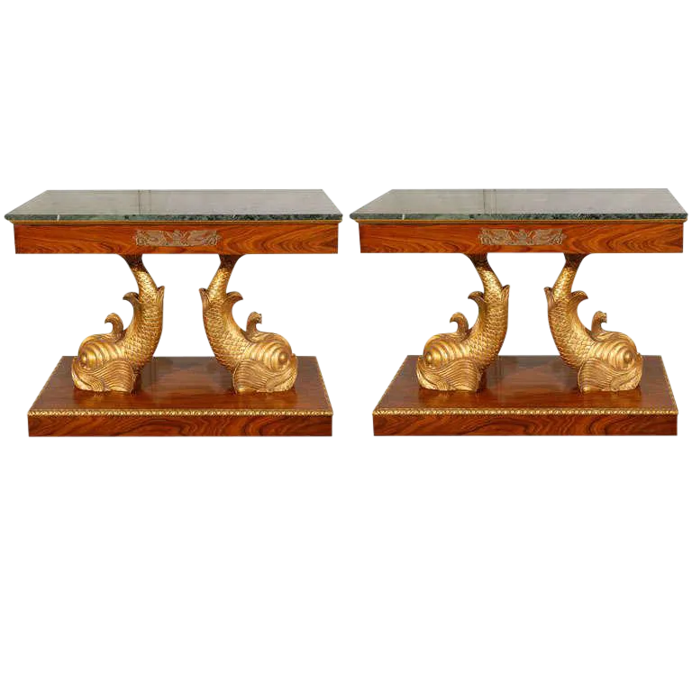 Italian Dolphin Console Entry Tables - a Pair | Chairish