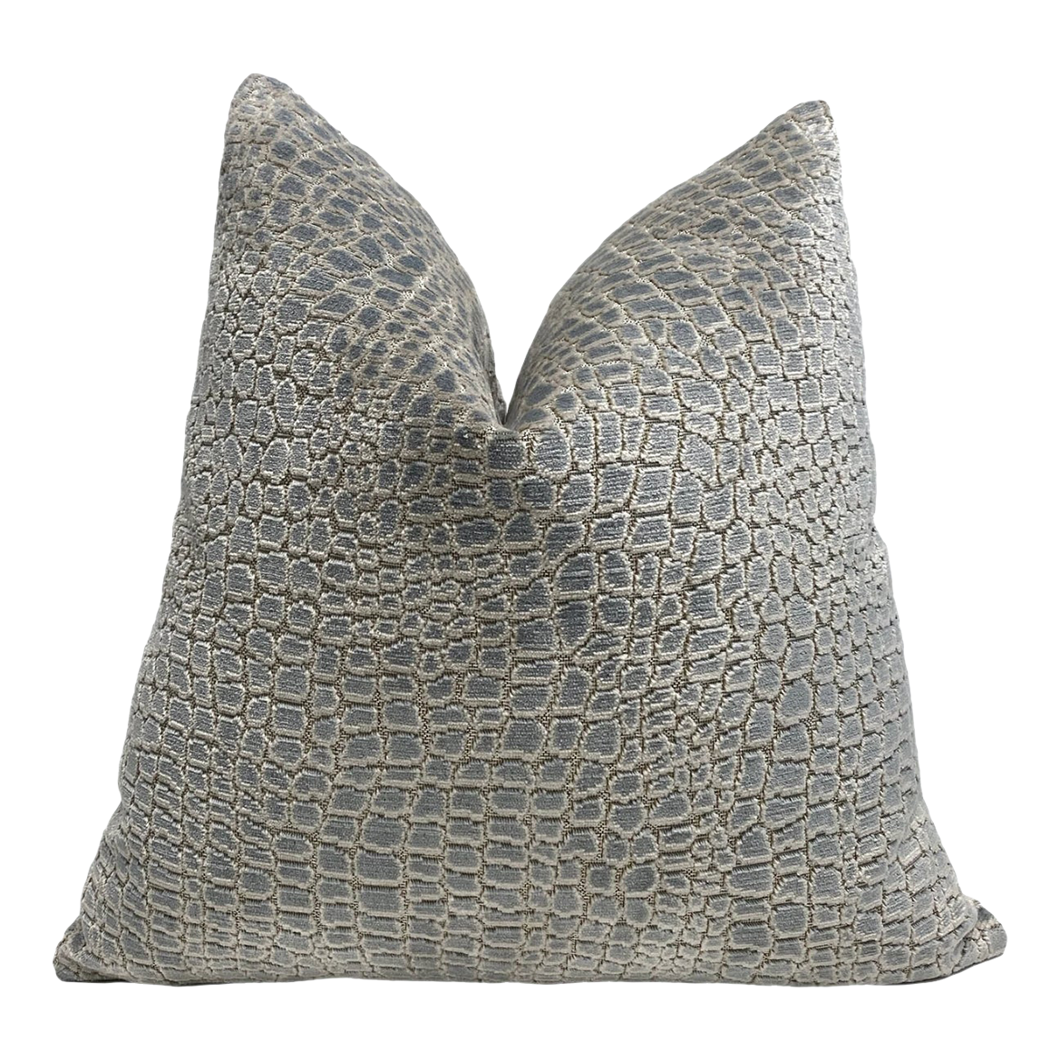 Steel Blue Pebbles Velvet Throw Pillow With Down Feather Insert | Chairish