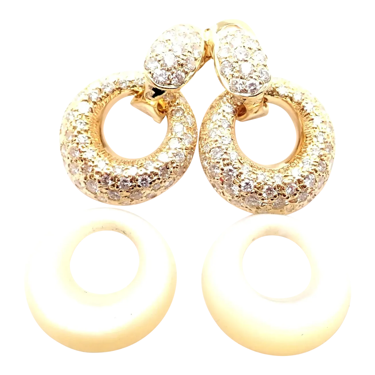 Van Cleef & Arpels 18k Yellow Gold Diamond MOP Door Knocker Earrings ...