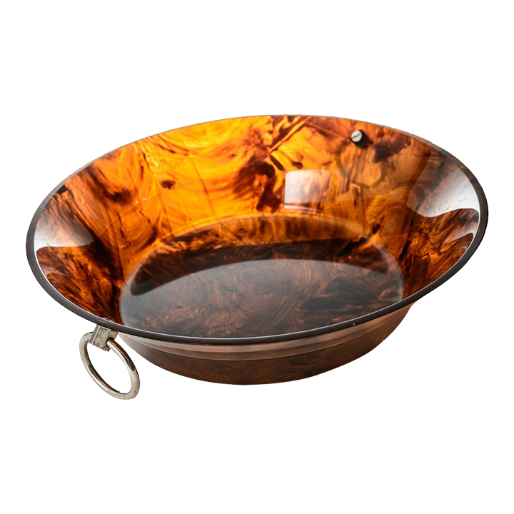 Italian Large Faux Tortoise Shell Bowl With Chrome Handles, 1970s ...