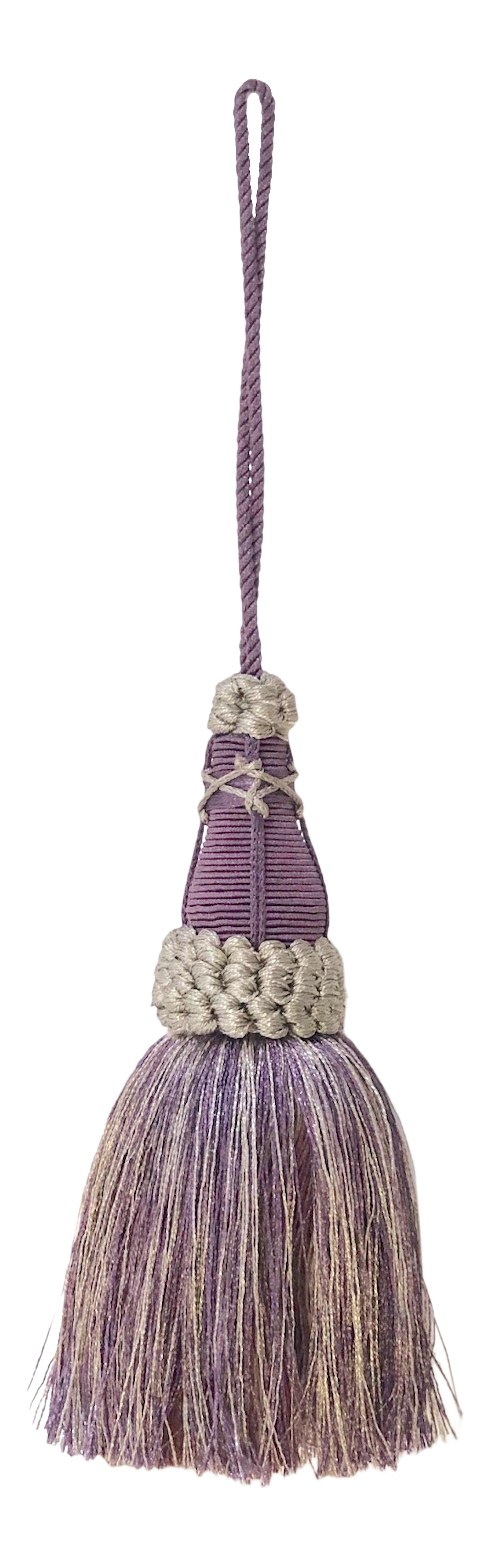 Amethyst Key Tassel With Looped Ruche | Chairish