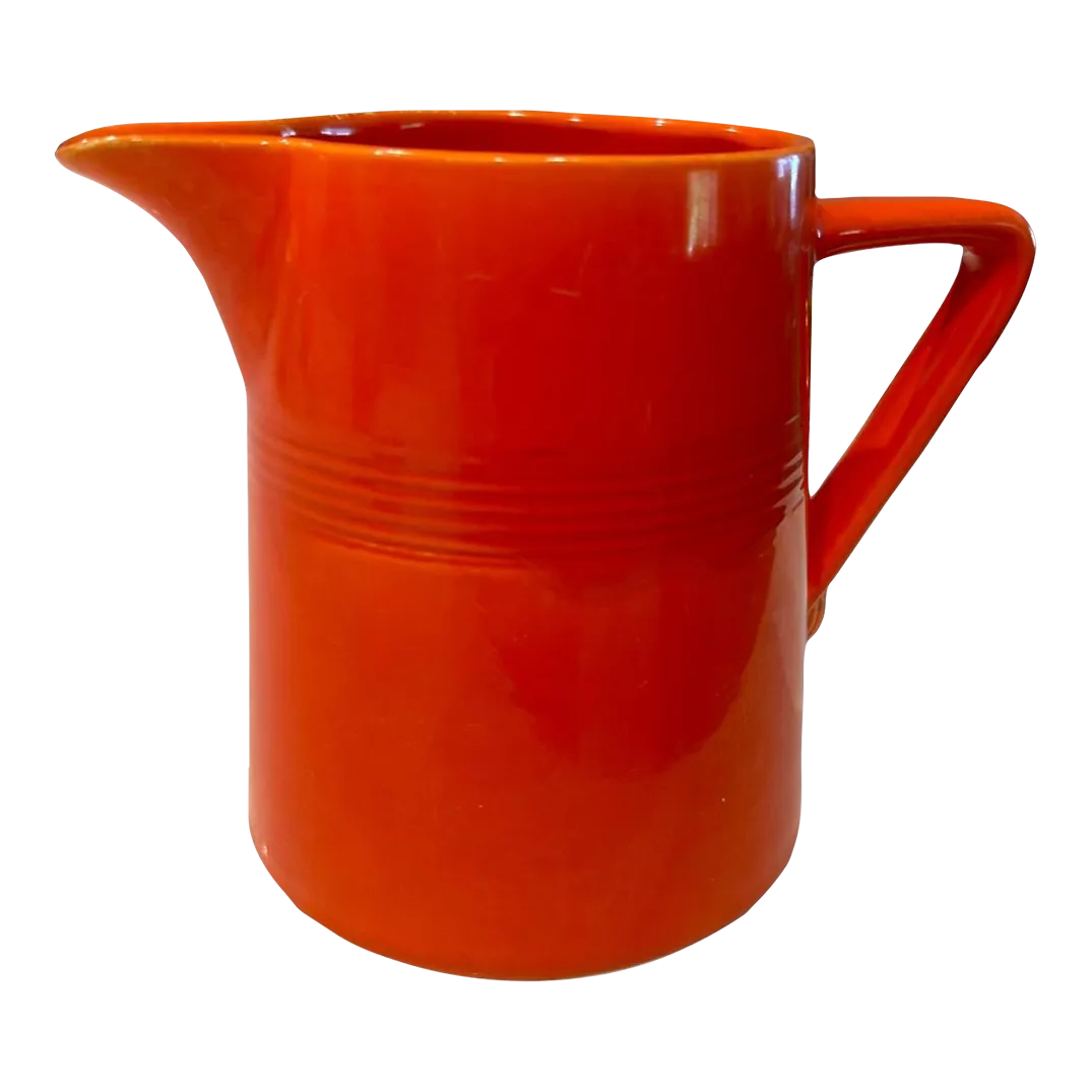 1950s Vintage Harlequin Red Pottery Pitcher | Chairish