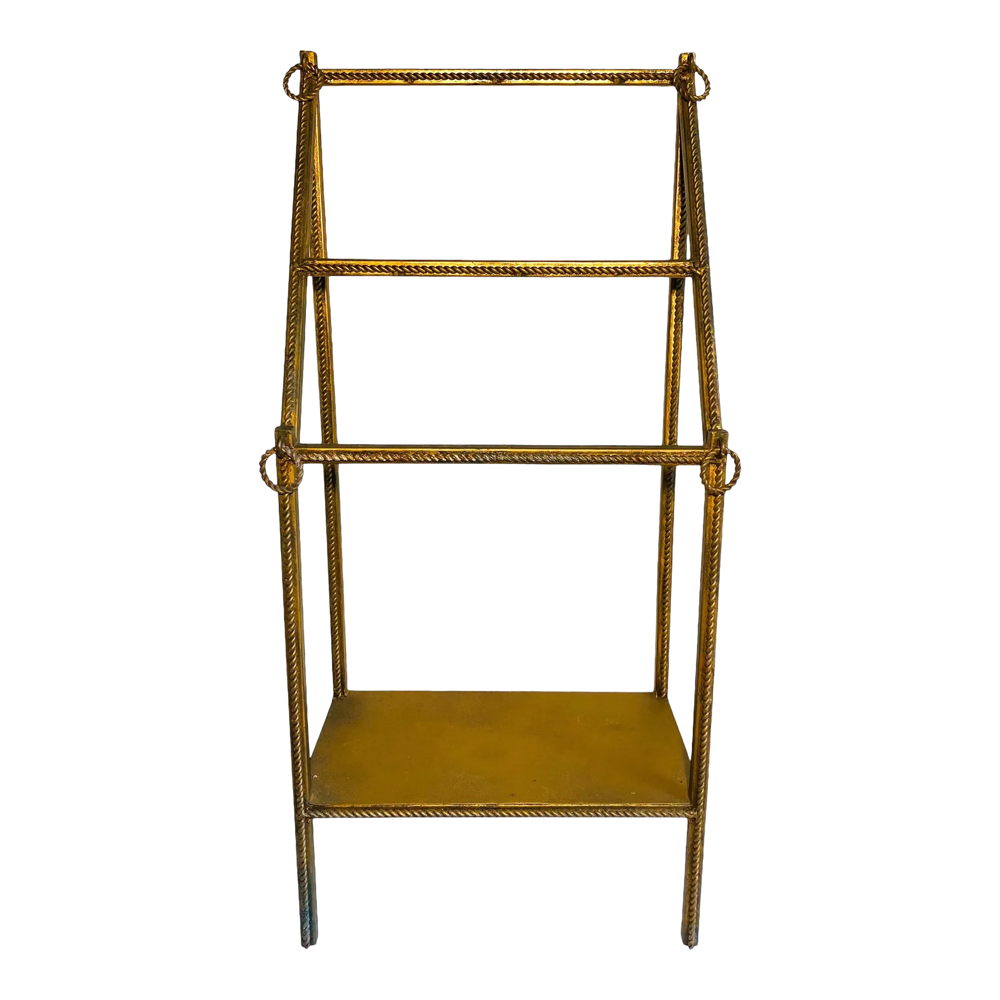 1970’s Hollywood Regency Gold Braided Gilt Iron Towel Rack | Chairish
