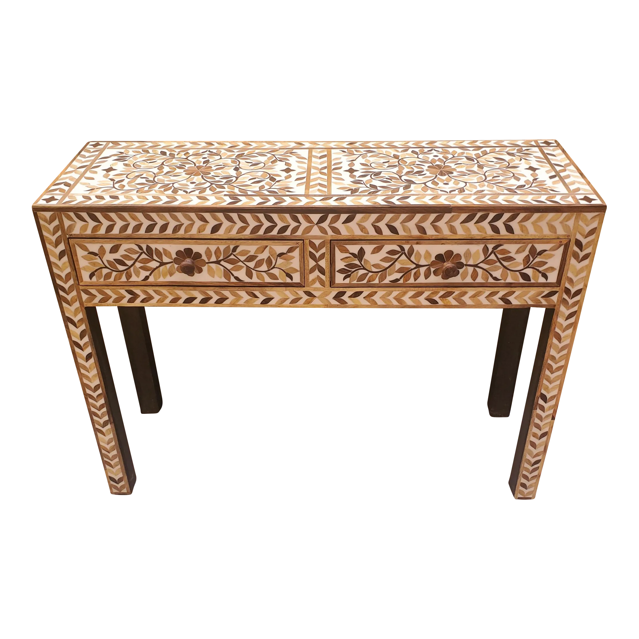 Contemporary Traditional Handmade Moroccan Resin and Walnut Wood Console Table | Chairish