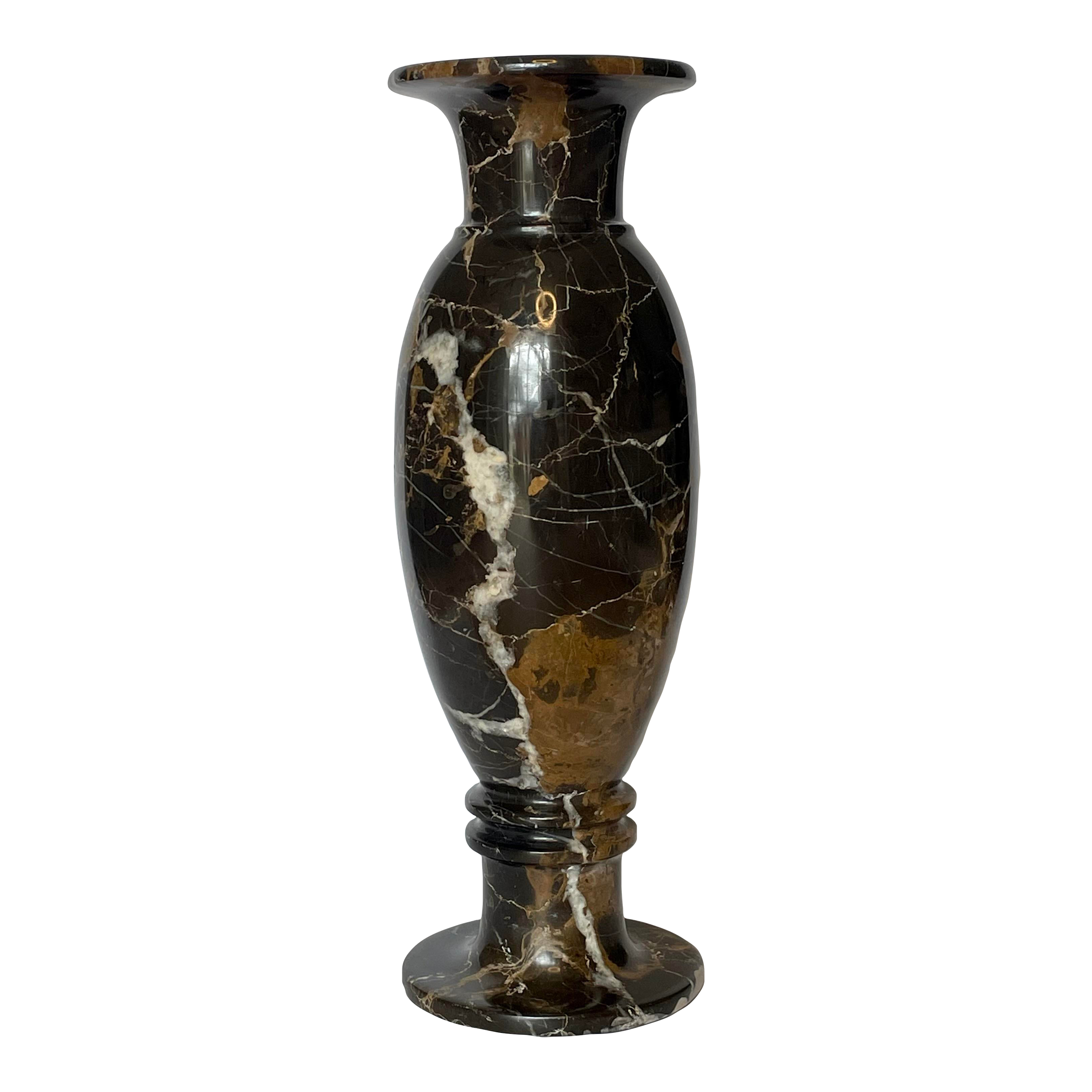 Mid 20th Century Neoclassical Brown Marble Vase | Chairish