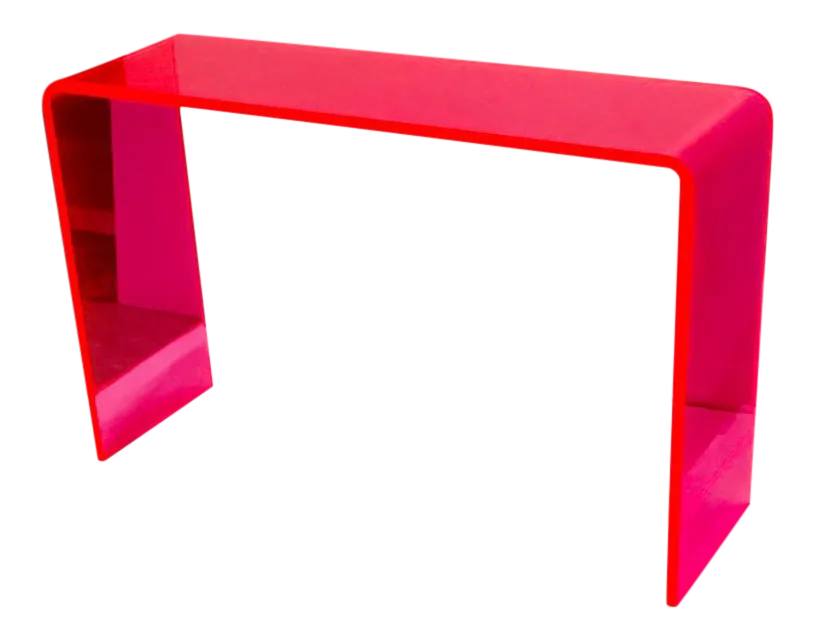Neon Pink Lucite Console Table | Chairish