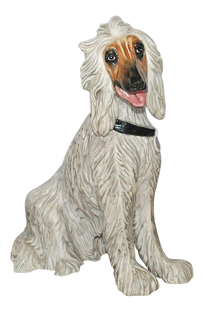 Large Vintage Italian Ceramic Dog Sculpture | Chairish