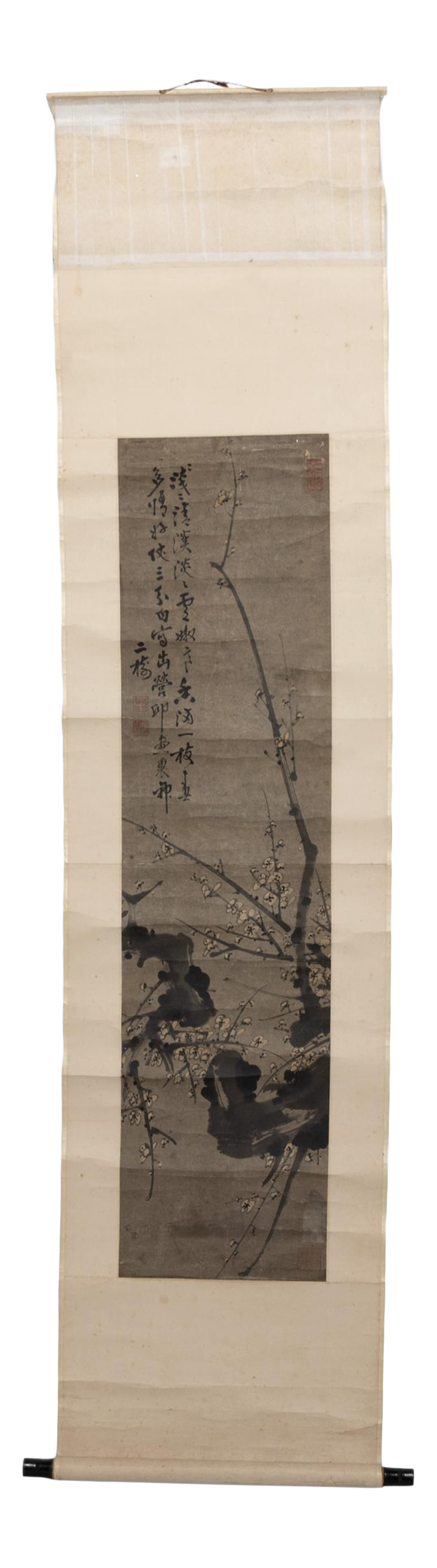 19th Century Chinese Hanging Scroll of Prunus Branches | Chairish