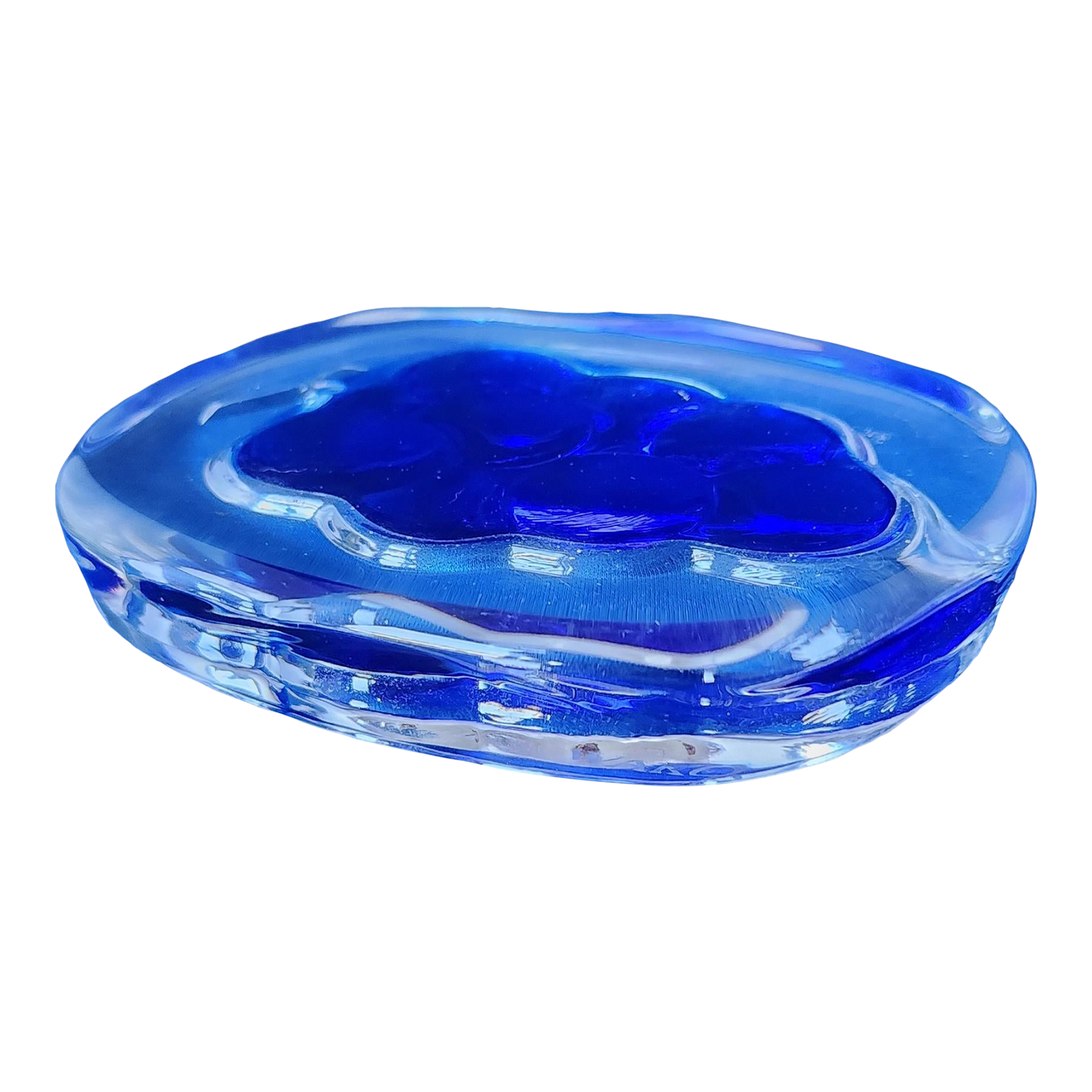 Vintage Wako Cobalt Blue & Clear Glass "Grape Vine" Paperweight, Japan ...