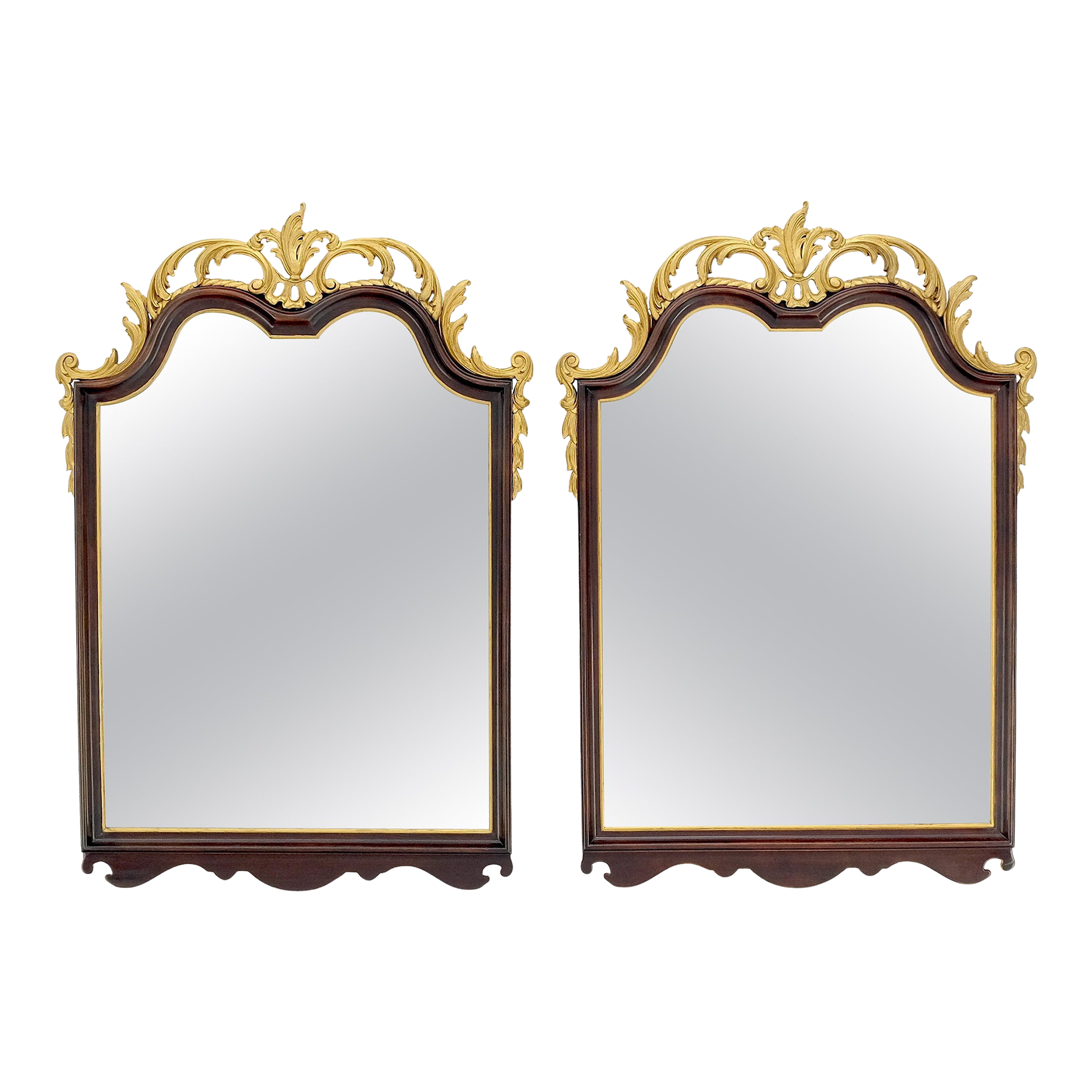 Neoclassical Chippendale Carved Gold Gilt Mahogany Wall Mirrors - A ...