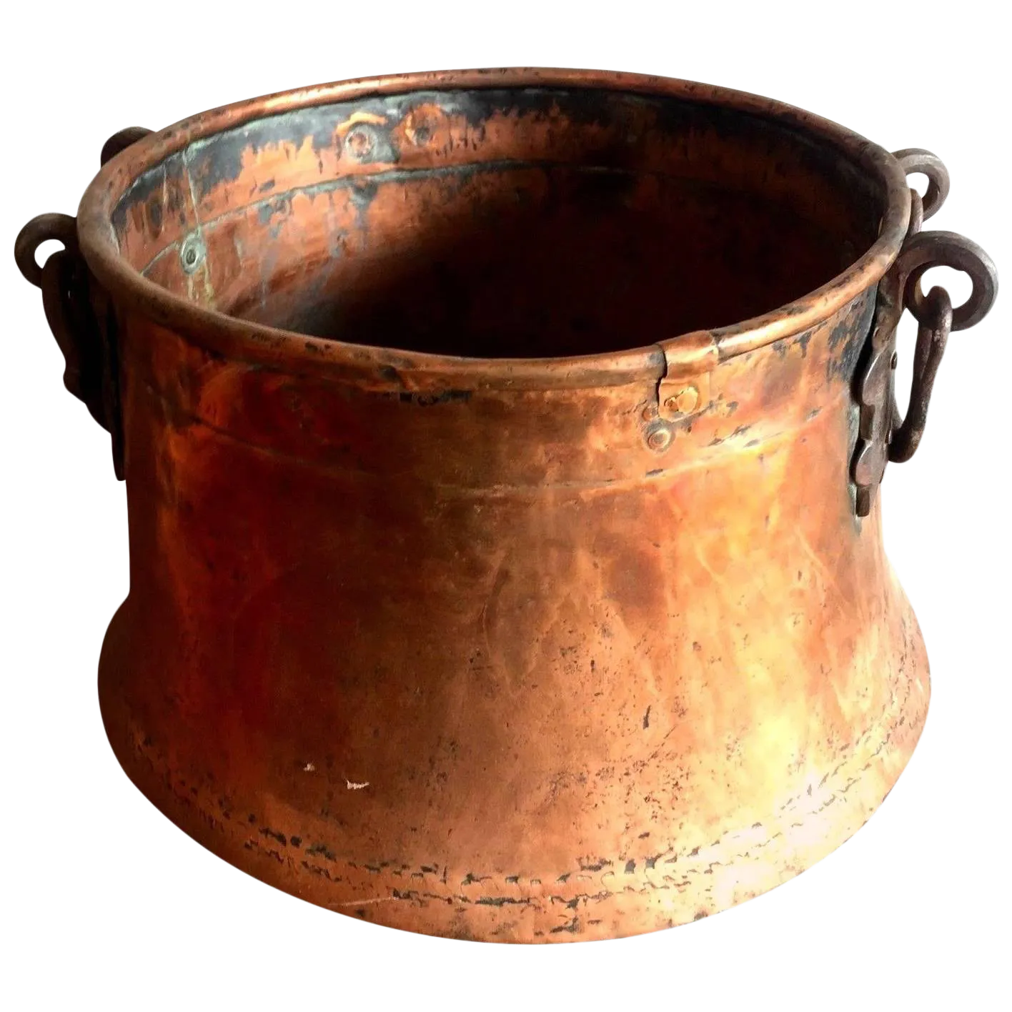 Late Victorian Hand-Hammered Copper Cauldron Pot | Chairish
