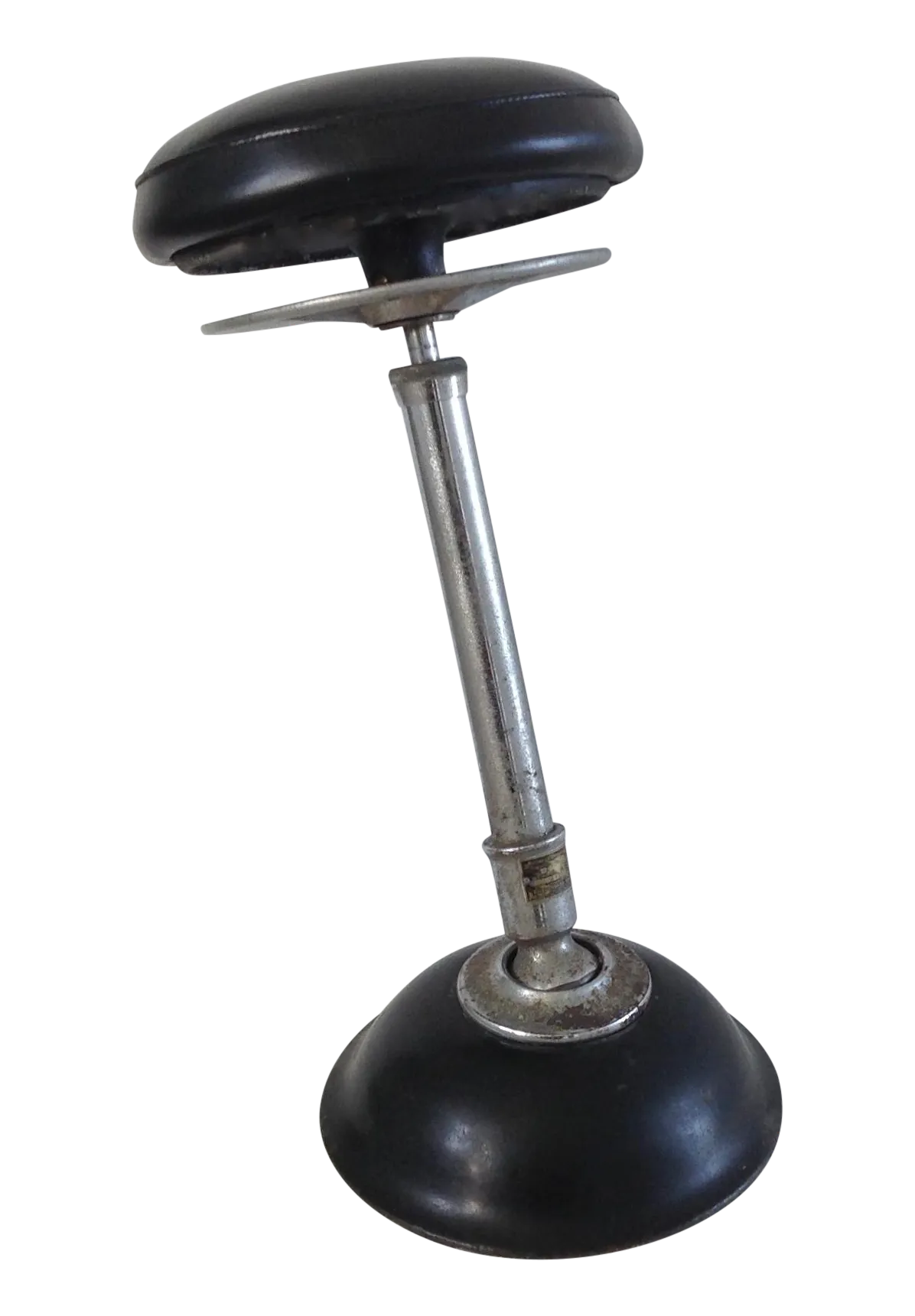C.1930's-50's Industrial Chrome & Black Pivoting Stool | Chairish