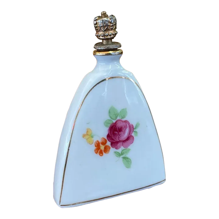 Vintage 1970s German Perfume Bottle With Crown Top and Floral Motif ...