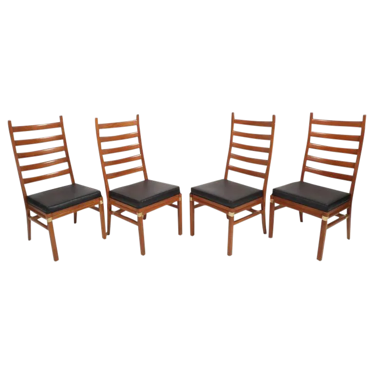 Set of Mid-Century Modern Ladder Back Dining Chairs | Chairish