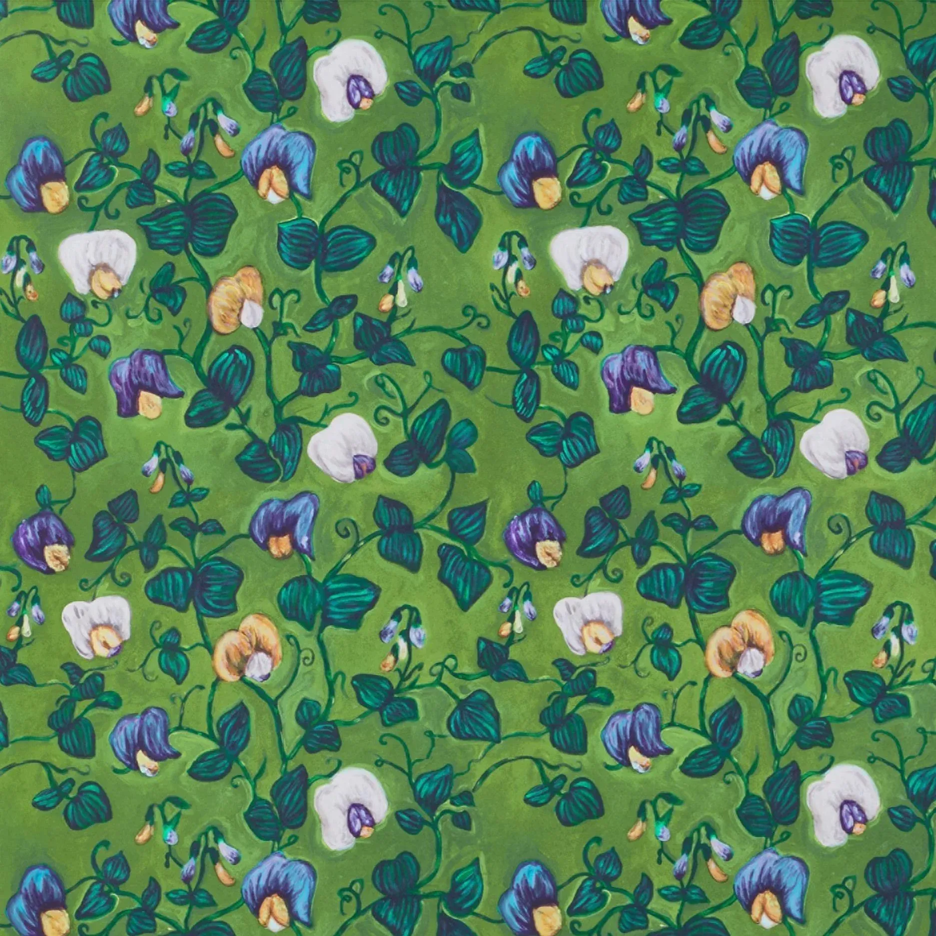 Sweet Pea Green Wallpaper | Chairish