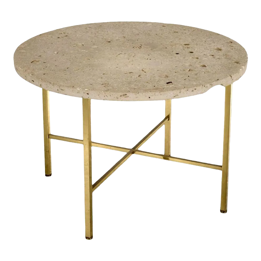 Harvey Probber Brass Square Stock and Coquina Marble Cocktail Table ...