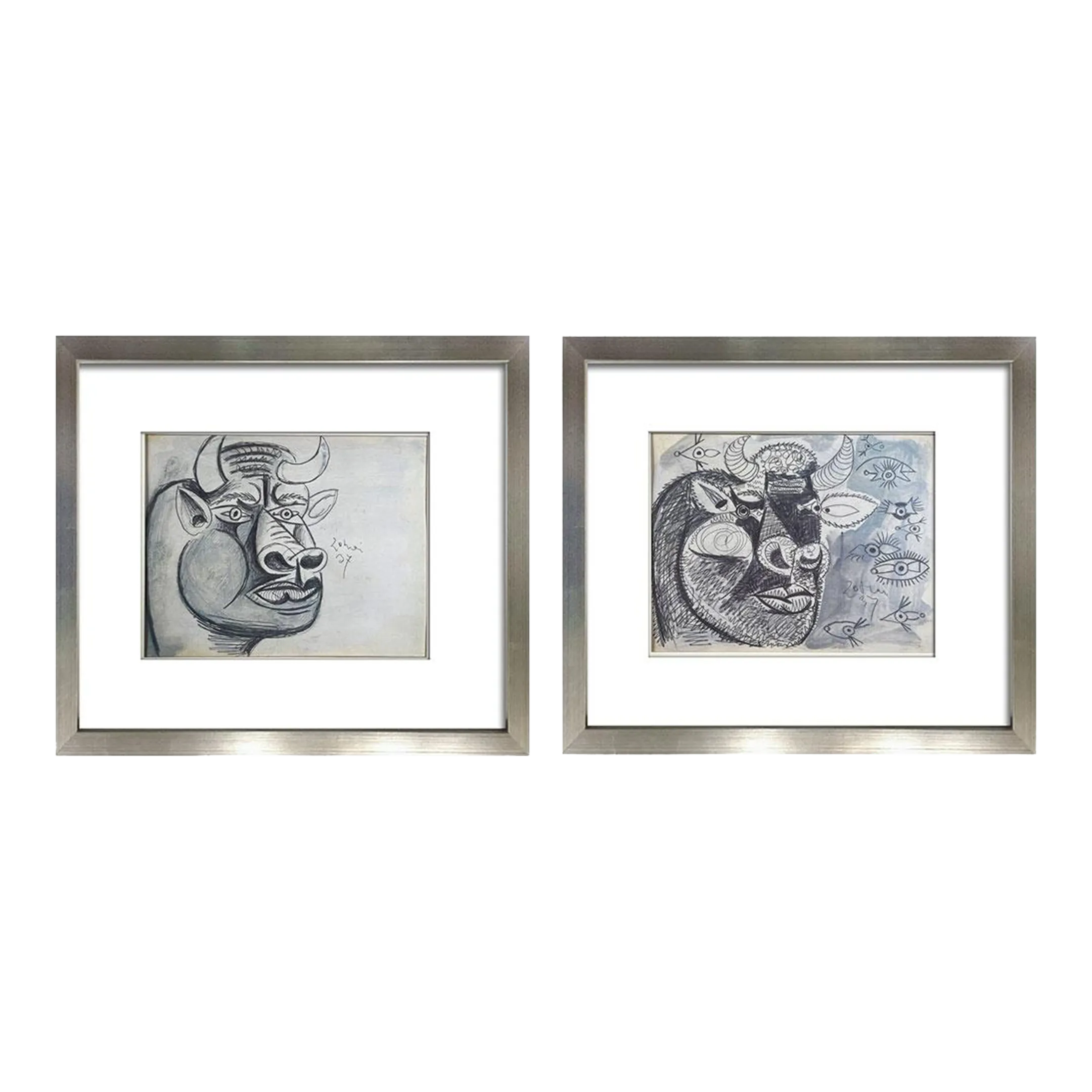 Pablo Picasso Bull Prepatory Drawings Guernica Lithograph (2 Pc Set ...