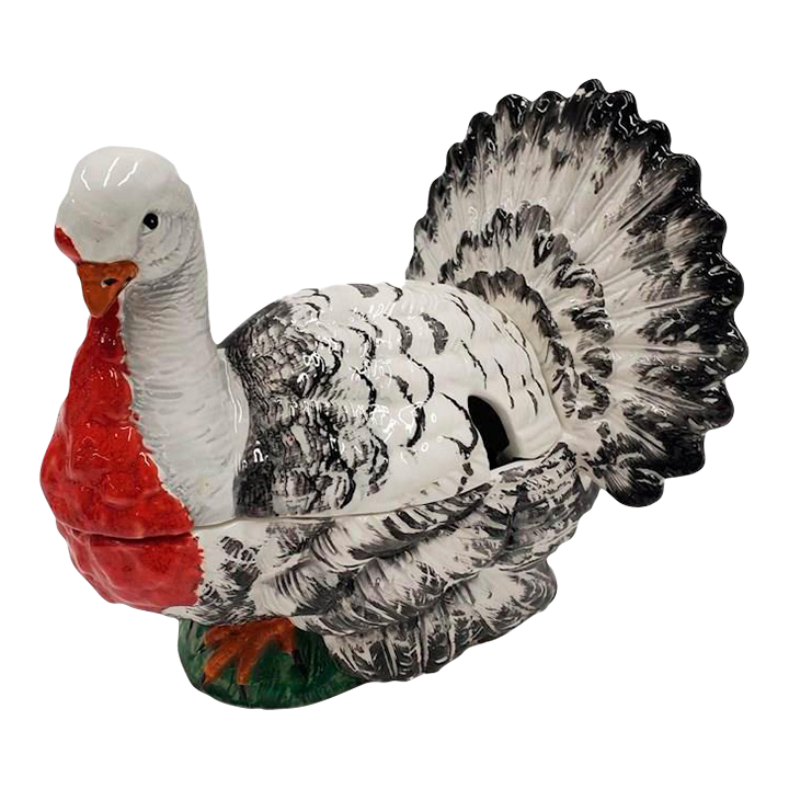Mid 20th Century Vintage Majolica Hand-Painted Turkey Tureen Made in ...