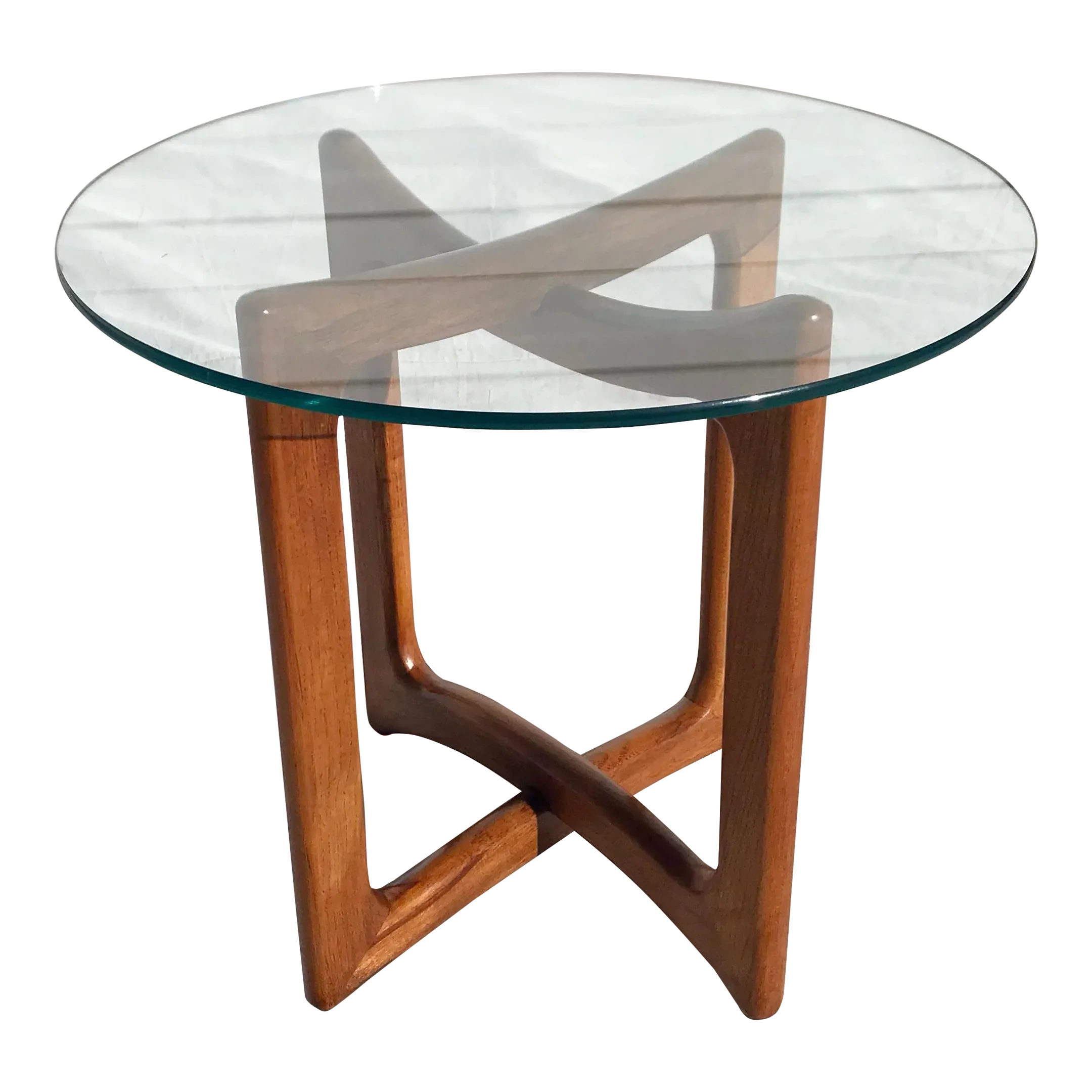 1950s Mid-Century Wood and Glass Ribbon Side Table Styled After Adrian Pearsall | Chairish