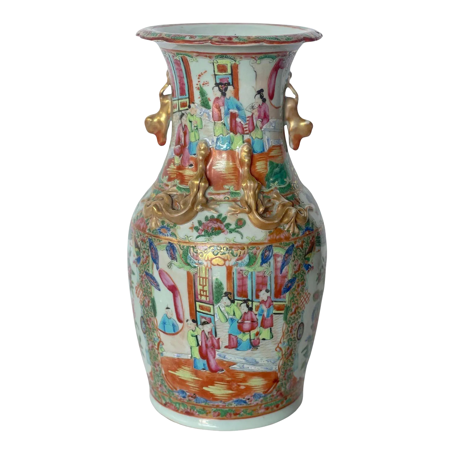 19th Century Chinese Rose Canton Porcelain Vase | Chairish