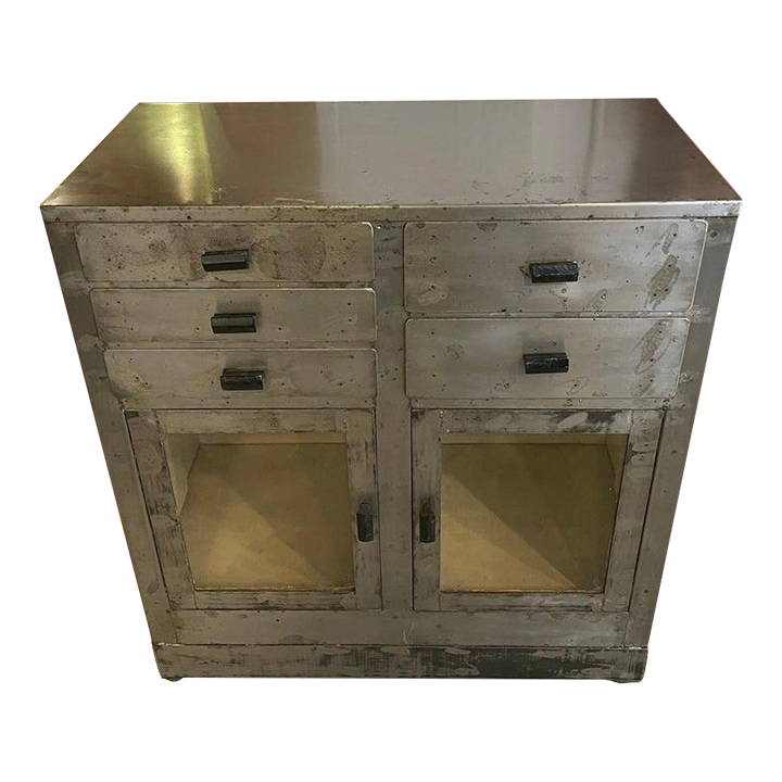 Brushed Steel Industrial Nurse Station Apothecary Cabinet | Chairish