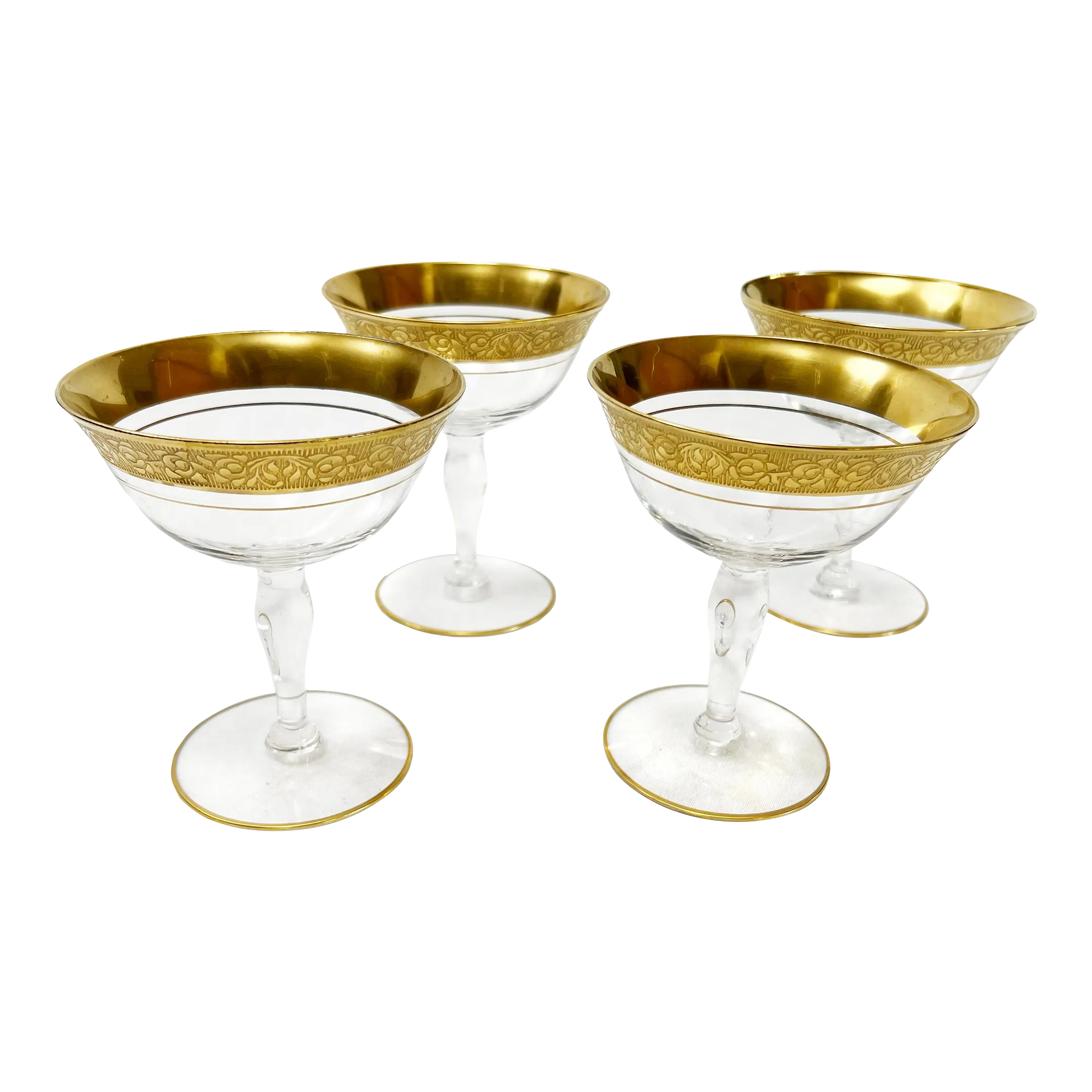 Mid Century Tiffin Minton Gold Rimmed Champagne Goblets - 4 Pieces ...