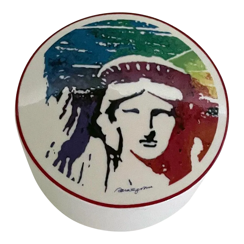 1986 Statue of Liberty Anniversary Porcelain Trinket Box | Chairish