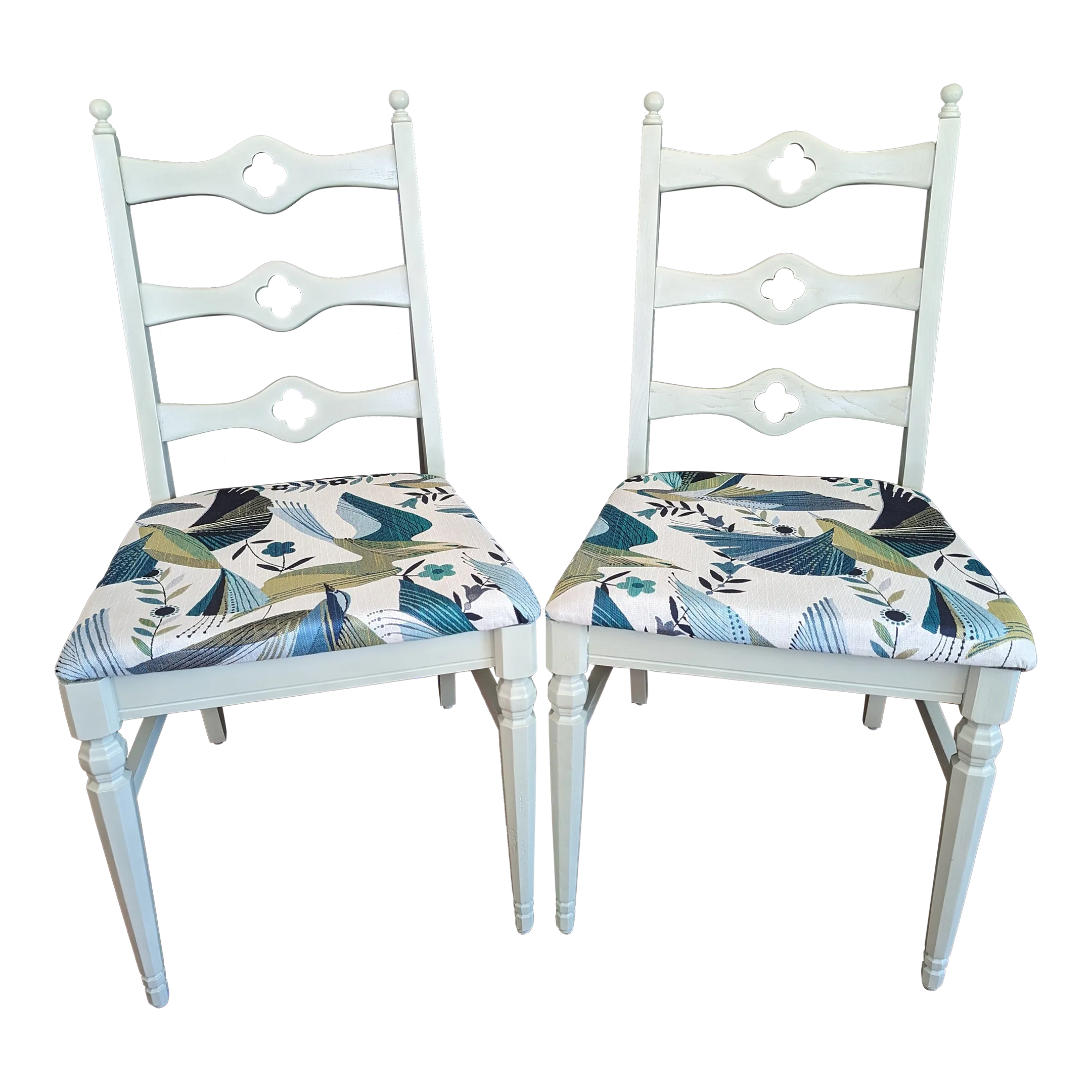 Mid 20th Century Pair of Ladderback Quatrefoil Chairs by Liberty Chair ...