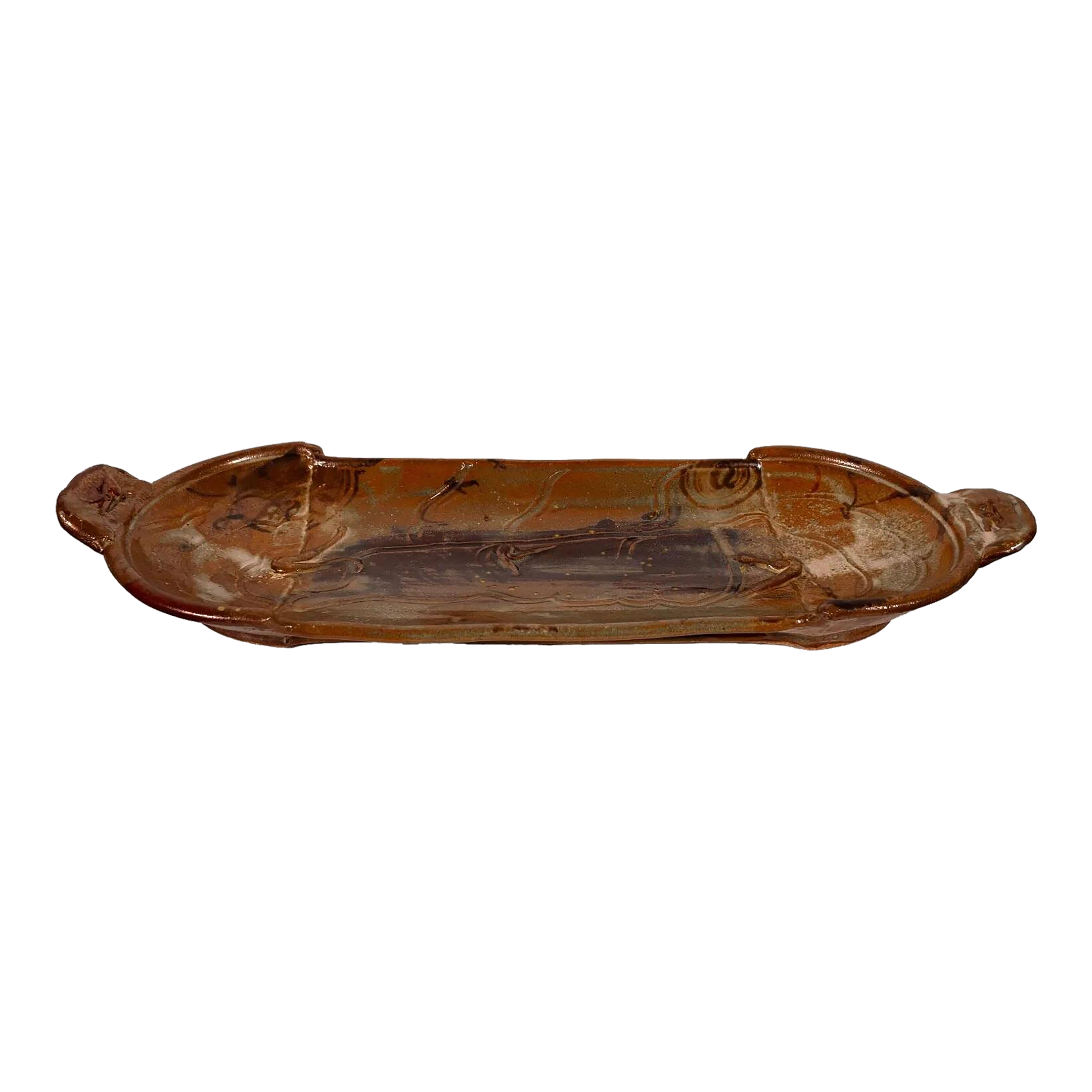 John Glick Round Mid Century Modern Earthtoned Glazed Ceramic Tray ...