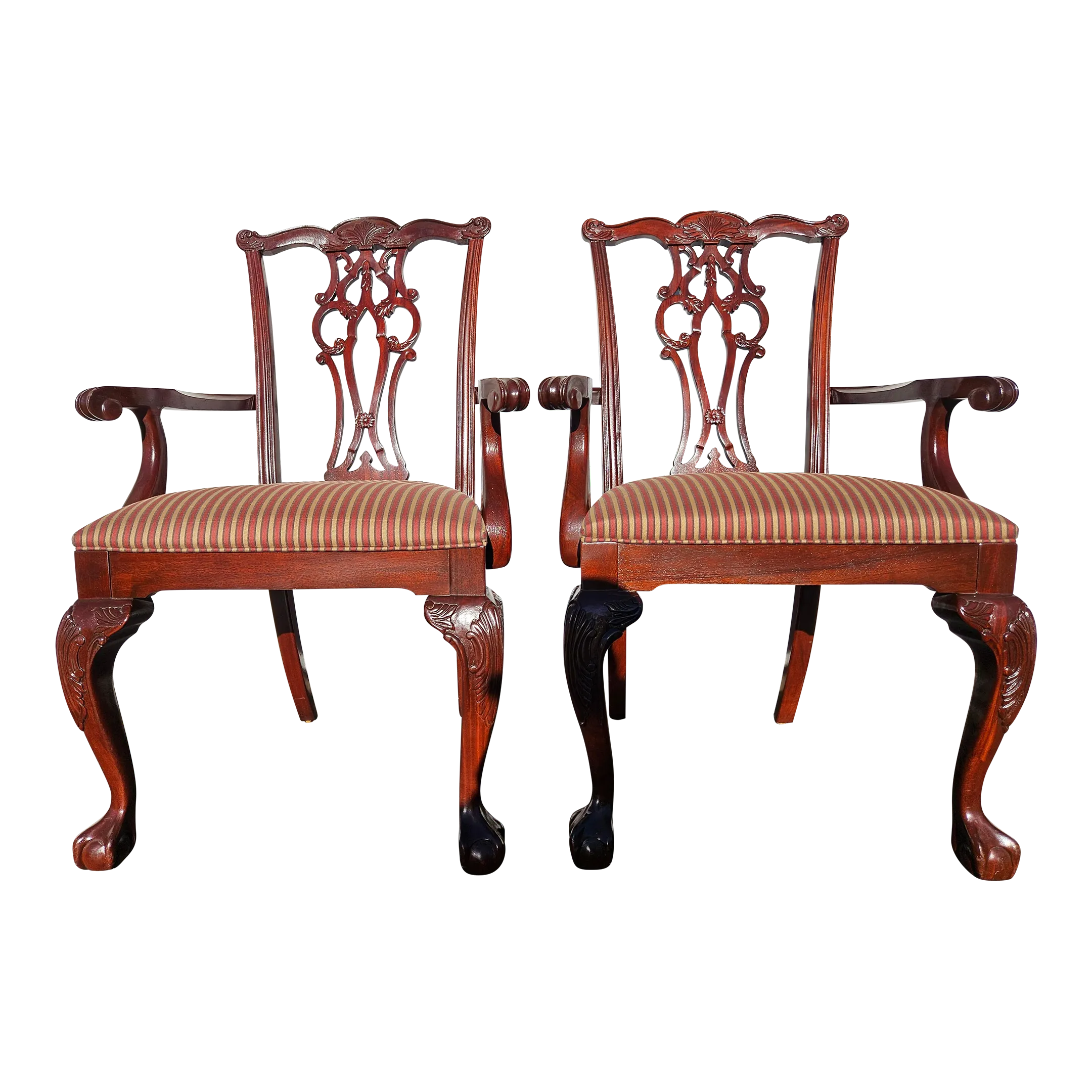 1990s Ethan Allen 18th Century Mahogany Dining Room Armchairs ...